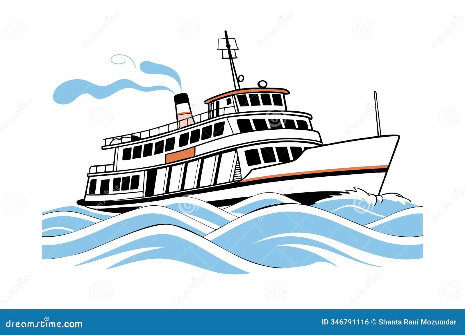 Vector Images of Modern Passenger Ferry Sailing Ships, Steamships, a ...