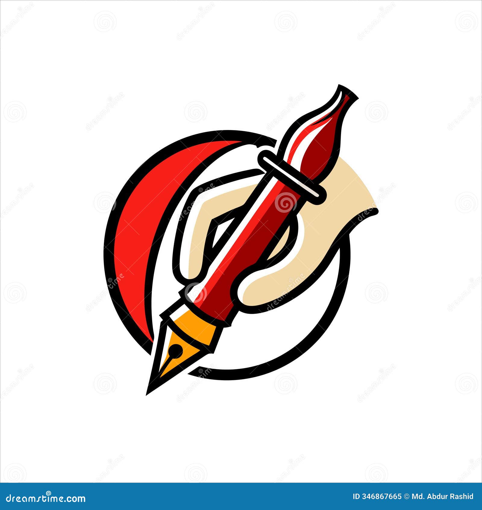 Pen Writing Hand Logo Icon Vector on White Background Stock ...