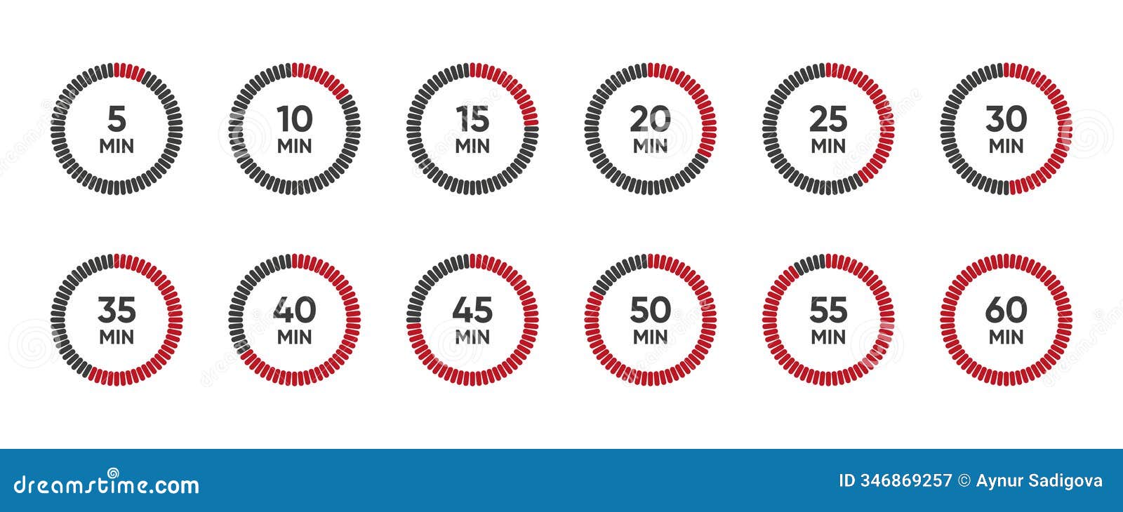 Set of Timer. Countdown Clock Timer. Minutes Counting Collection ...