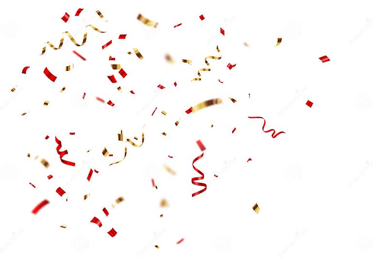 Beautiful Red and Gold Confetti, Isolated on Transparent Background ...