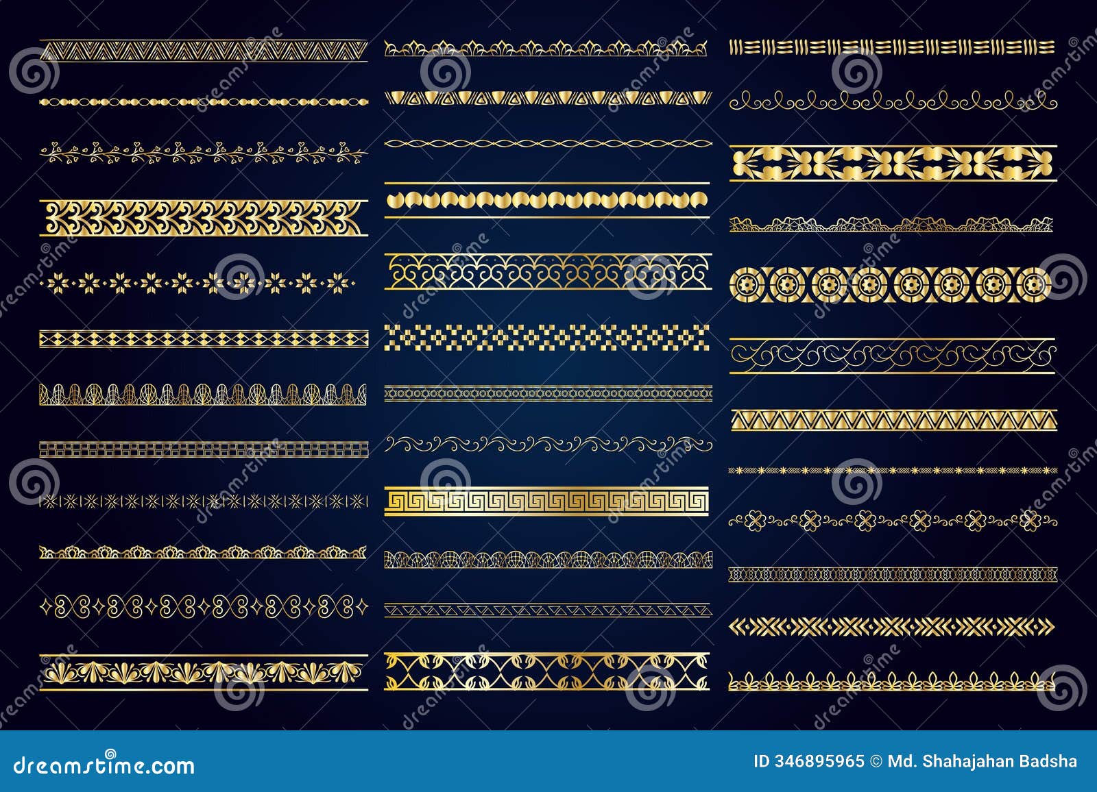 Border Decoration Elements Patterns Stock Illustration - Illustration ...