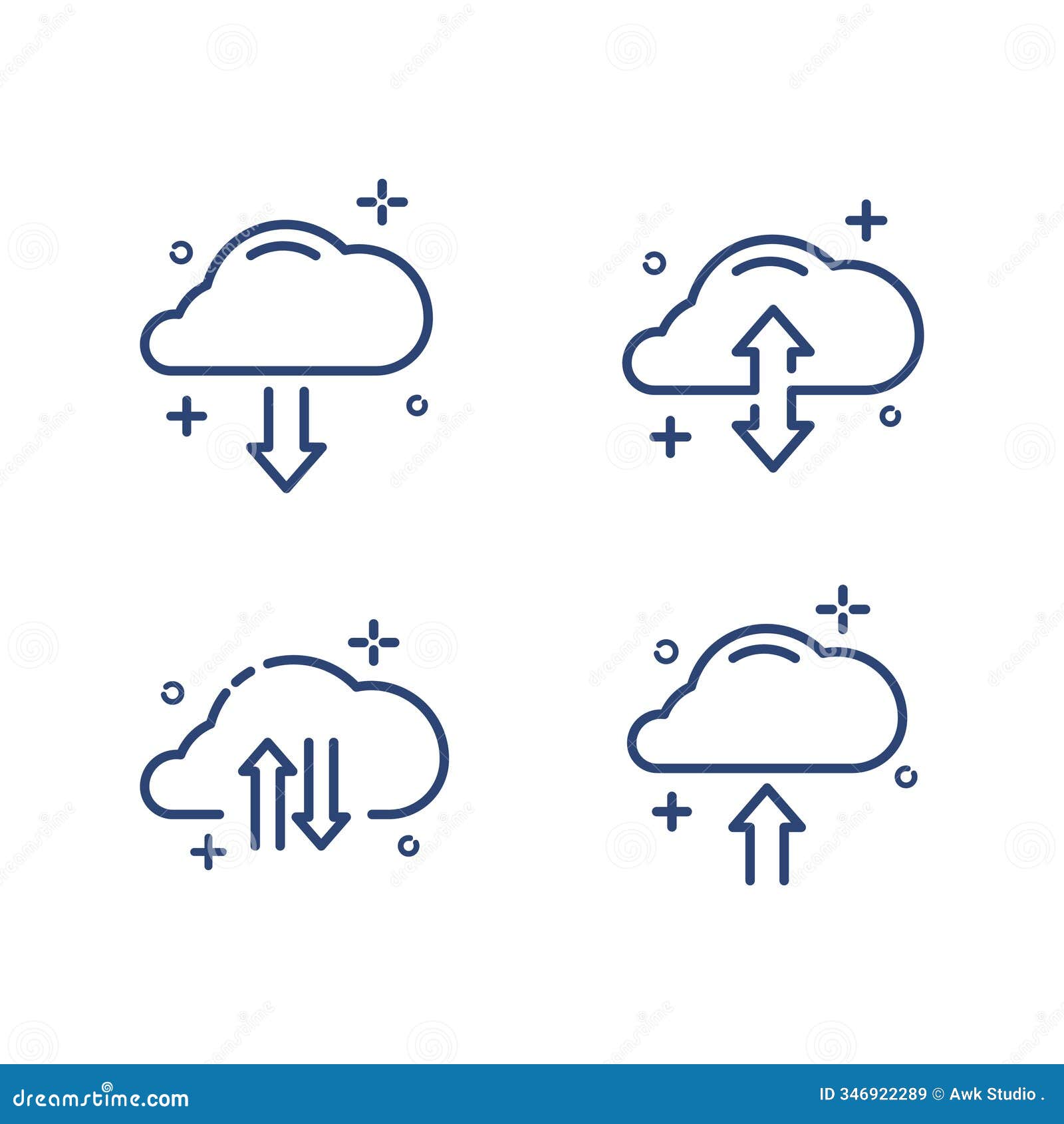 Cloud line icon stock vector. Illustration of synchronization - 346922289