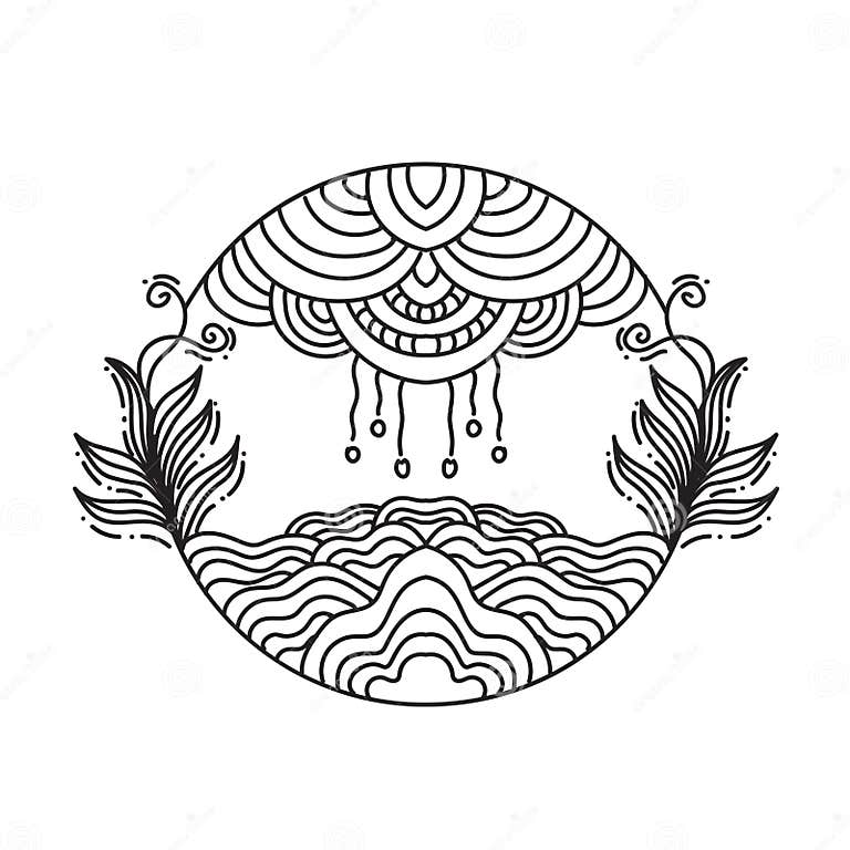 Doodle flow sea and nature stock illustration. Illustration of clip - 347336276