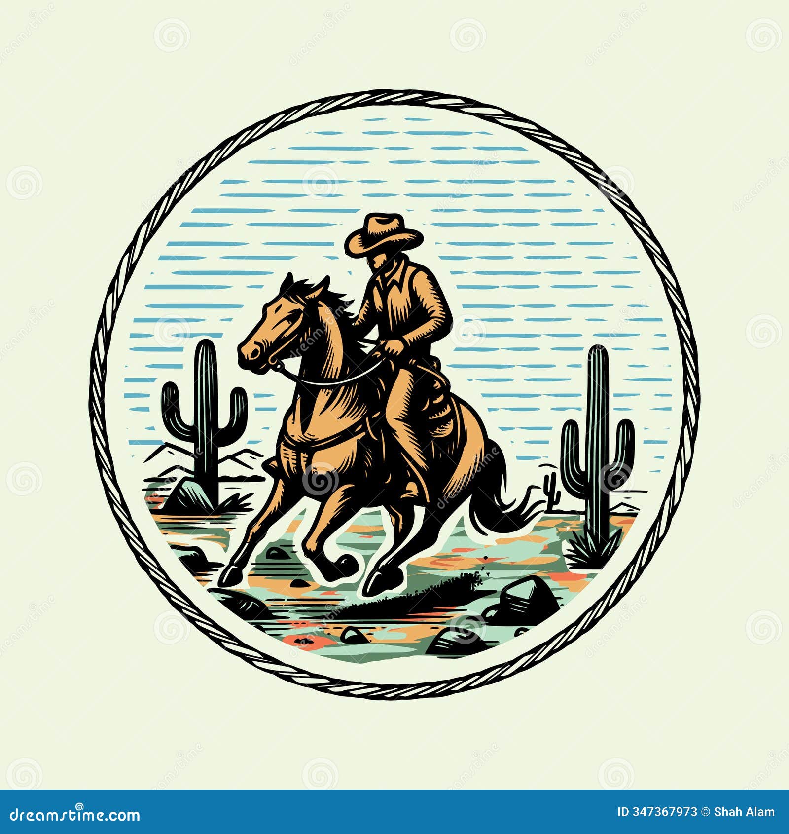 Vector Western Cowboy Riding a Galloping Horse Stock Vector ...