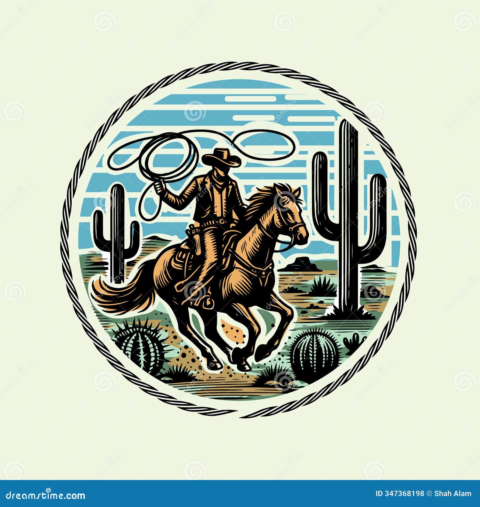Vector Western Cowboy Riding a Galloping Horse Stock Vector ...