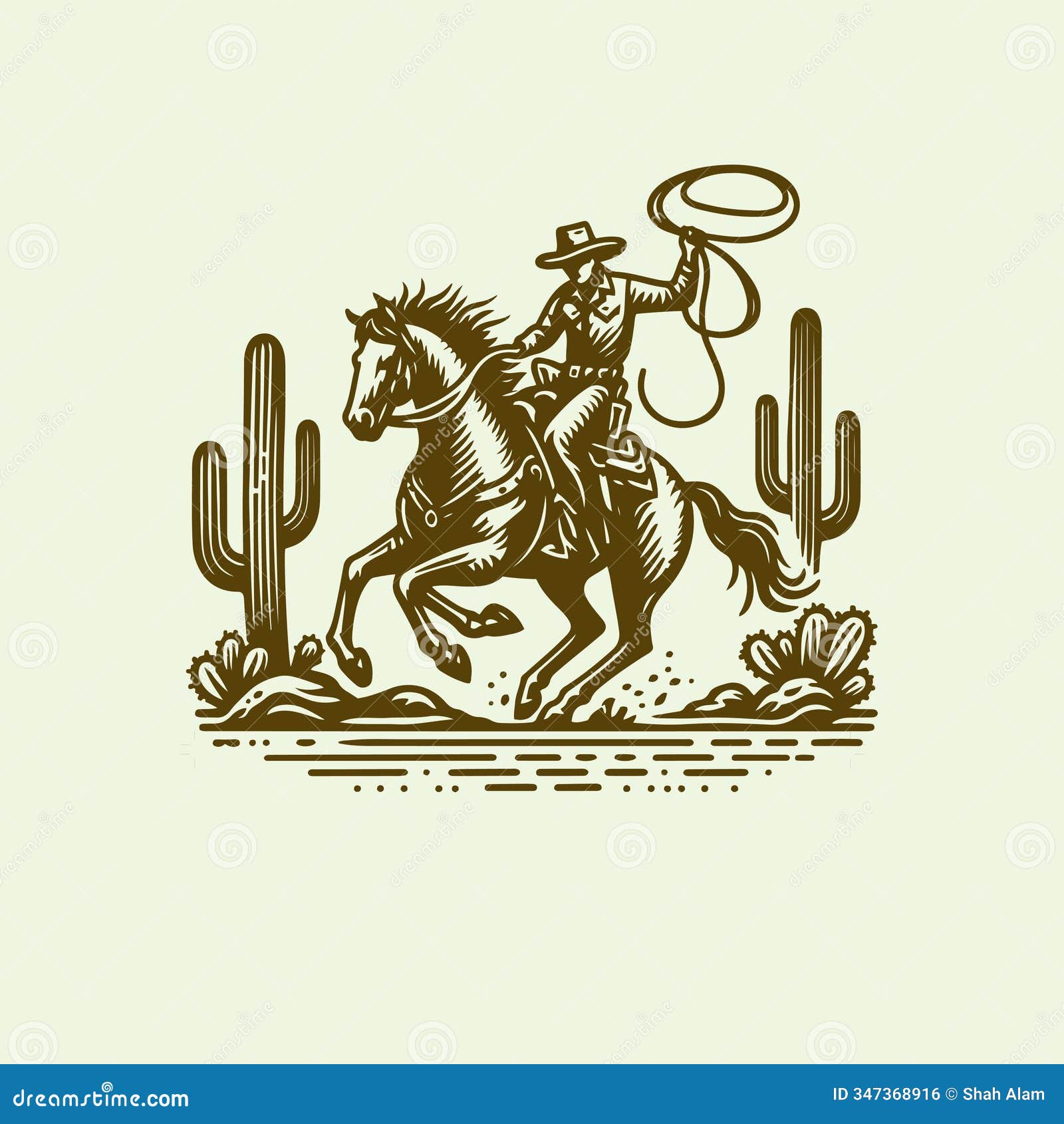 Vector Western Cowboy Riding a Galloping Horse Stock Illustration ...