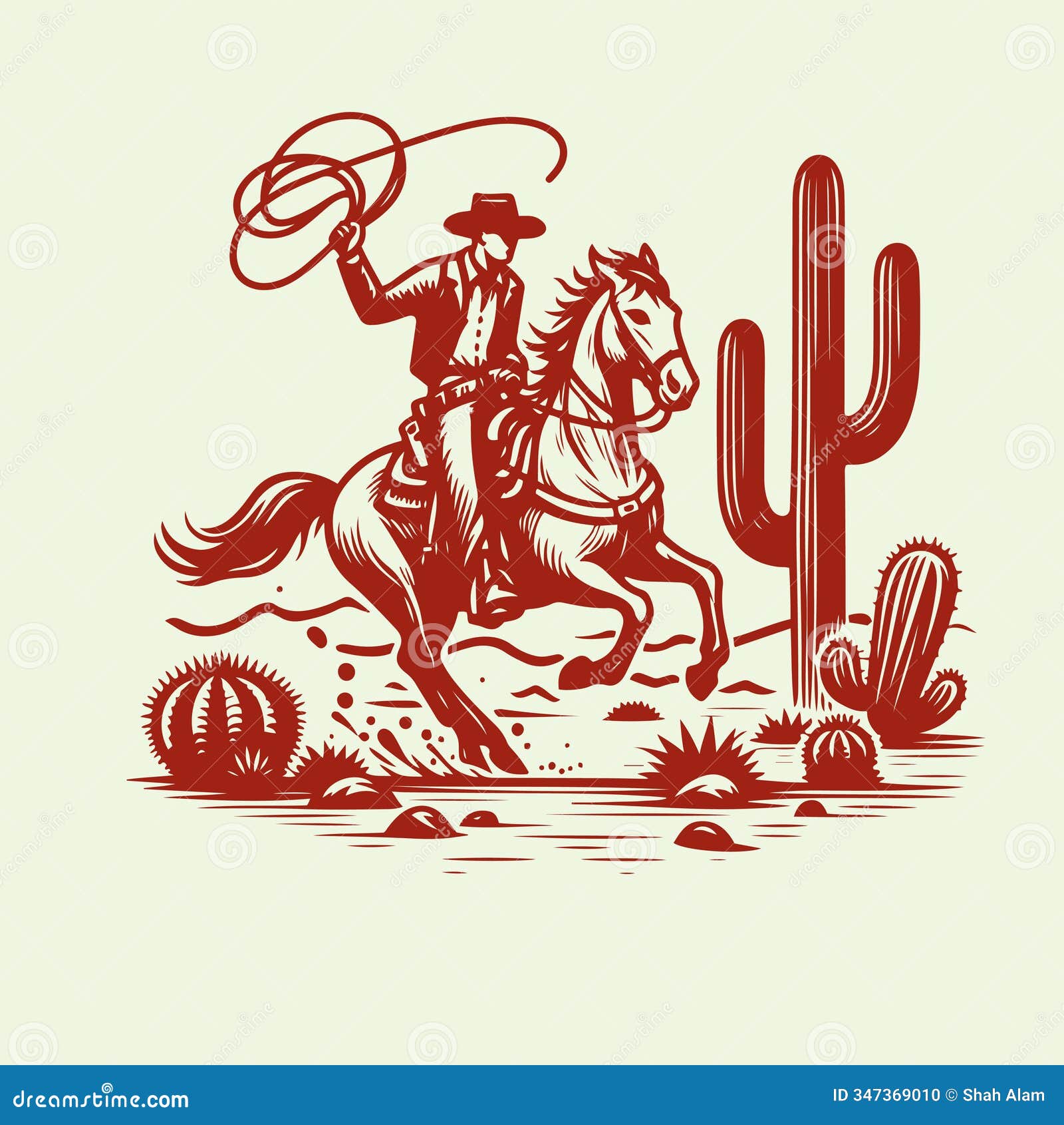Vector Western Cowboy Riding a Galloping Horse Stock Illustration ...