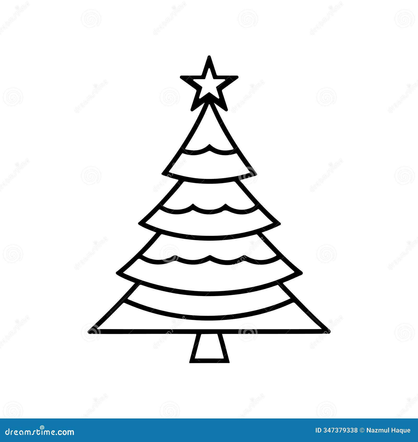 Christmas Tree Thin Line Icon Vector. Stock Illustration - Illustration ...