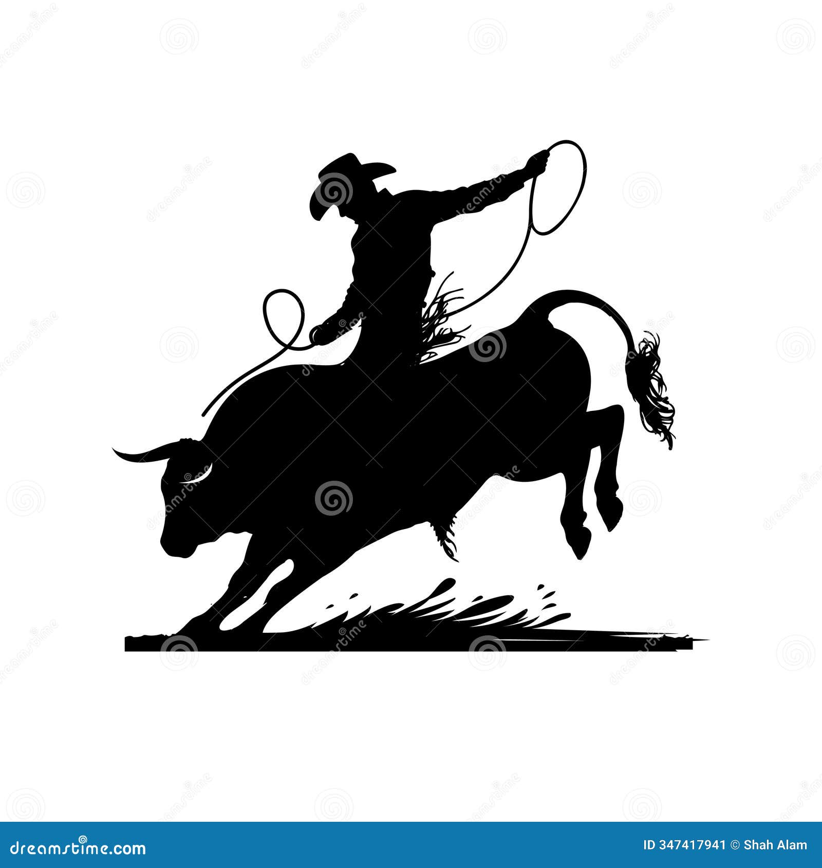 A Silhouette of a Cowboy Bull Rodeo Logo and T-Shirt Stock Illustration ...