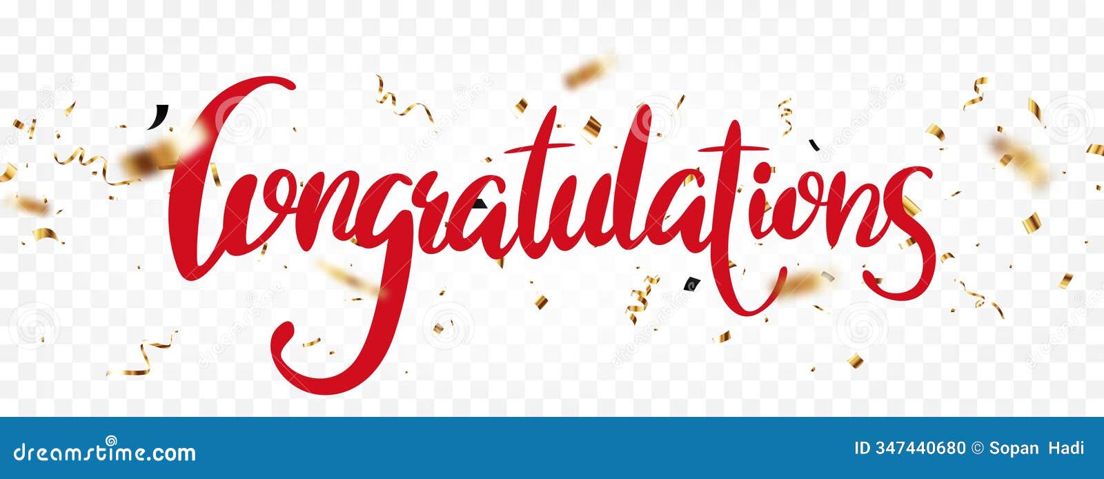 Congratulations Sign Letters Banner with Gold Confetti Stock Vector ...