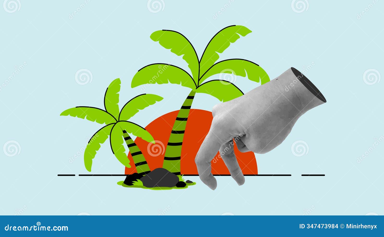 Surreal Hand Drawing, Portrait Of A Man Decorative Artwork Royalty-Free ...