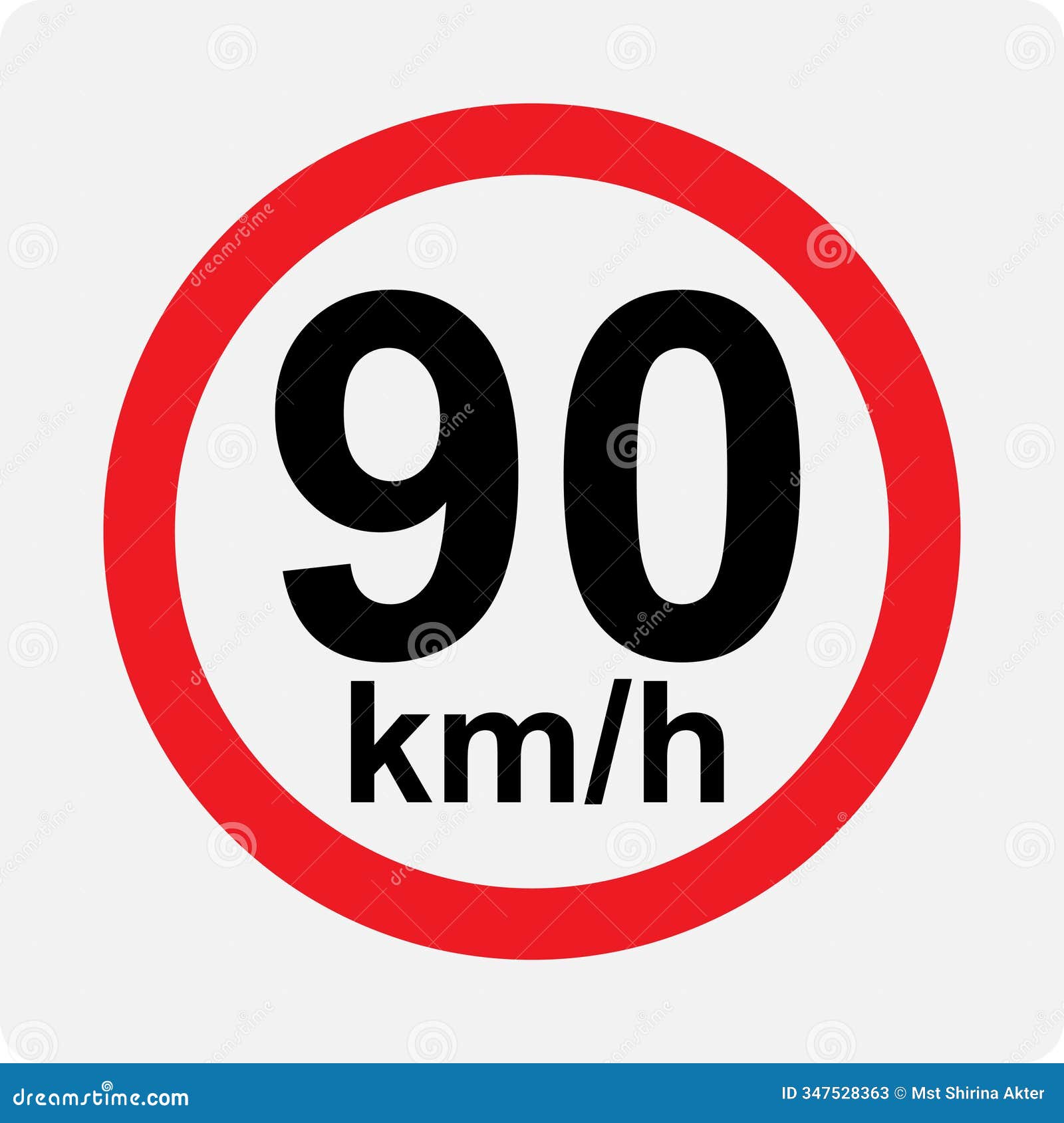 Speed Limit 90 Kmh Signage Vector Illustration Stock Vector ...