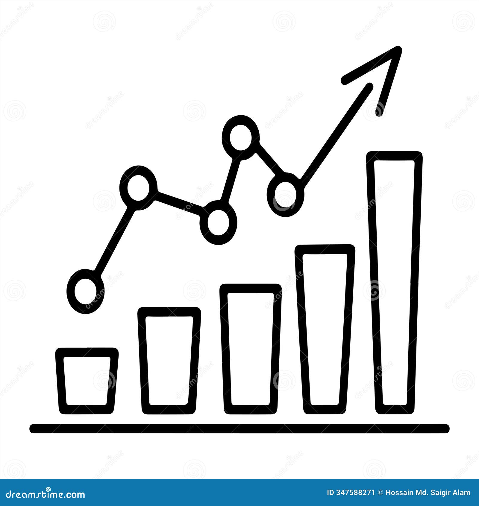Line Graph Icon Showing Growth with Bars and Trendline Stock ...