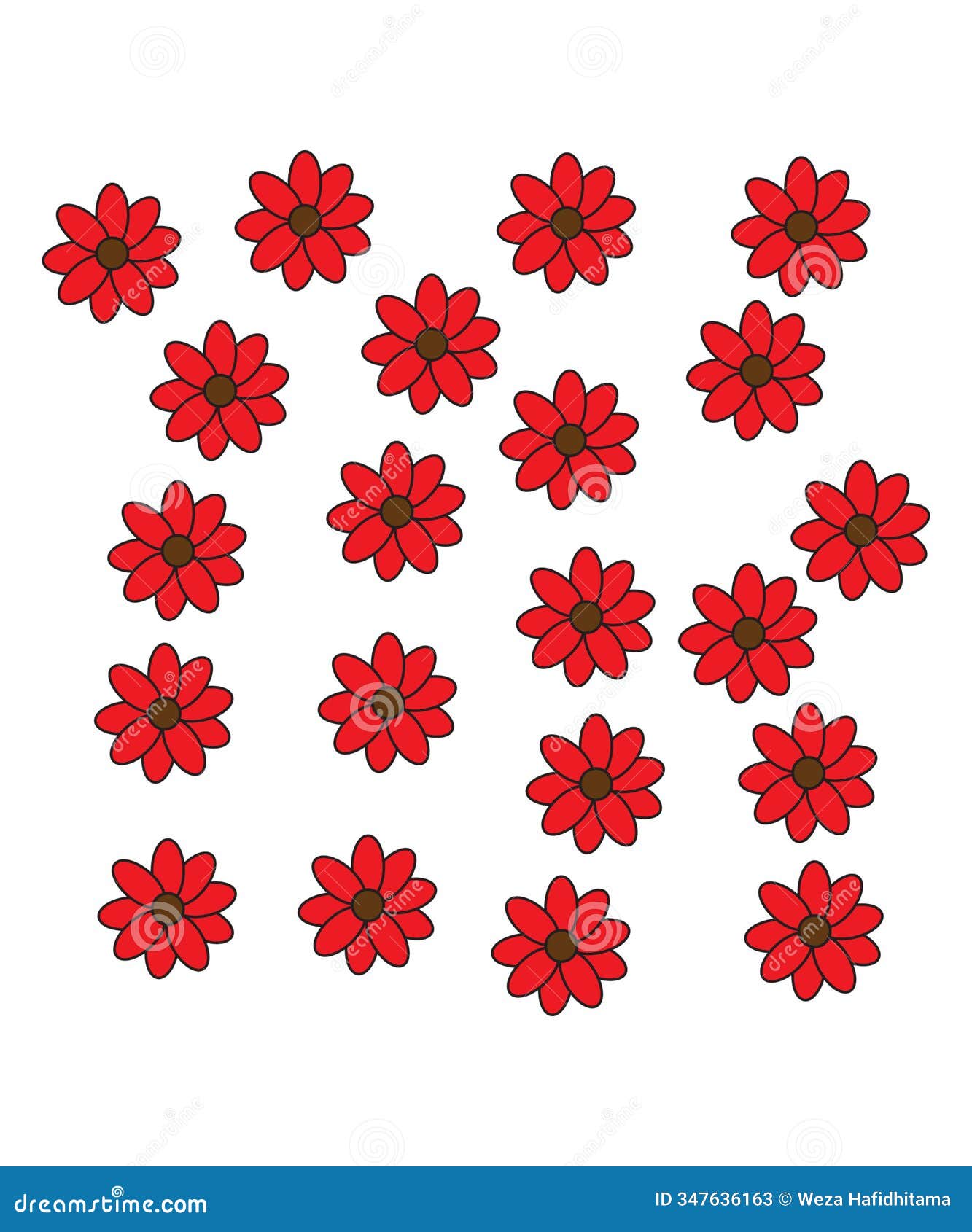 Red Flowers Grid Design stock illustration. Illustration of pattern ...