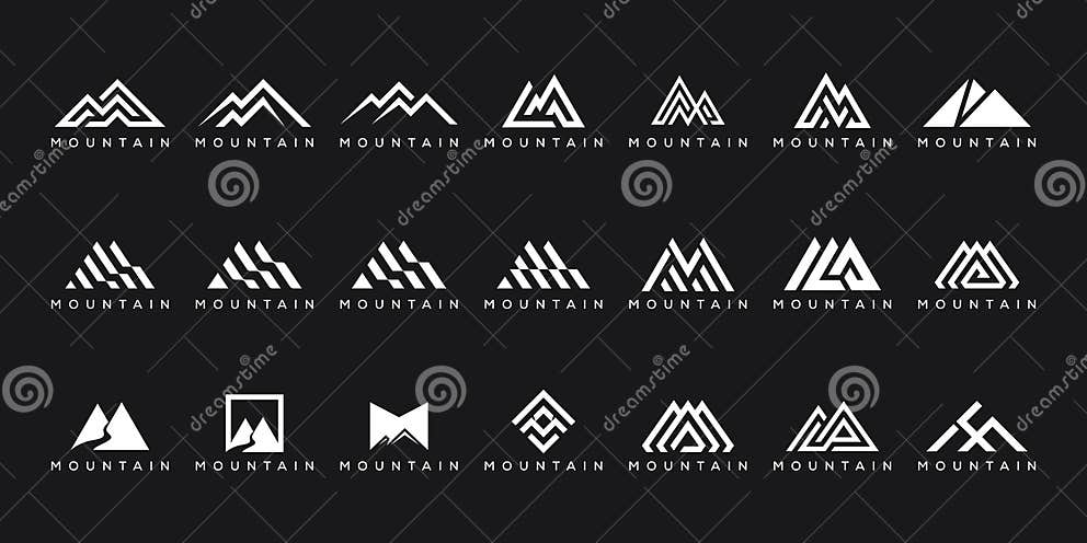 Letter M Mountain Logo Design, Set of Collection Mountains Graphic ...
