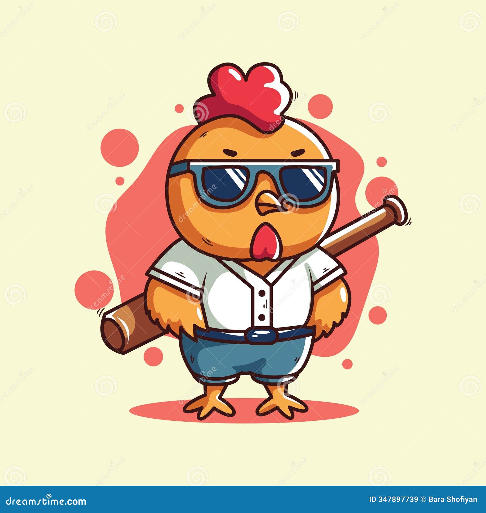 Cute Chicken Baseball Maskot. Vector Cartoon Illustration Stock Vector ...