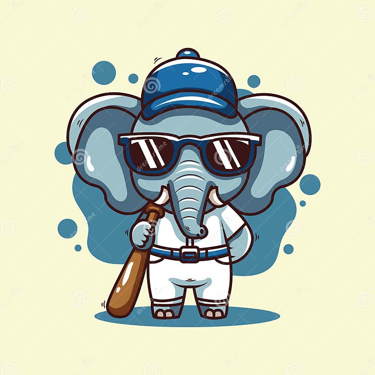 Elephant Baseball Mascot Baseball. Vector Illustrationt Stock Vector ...