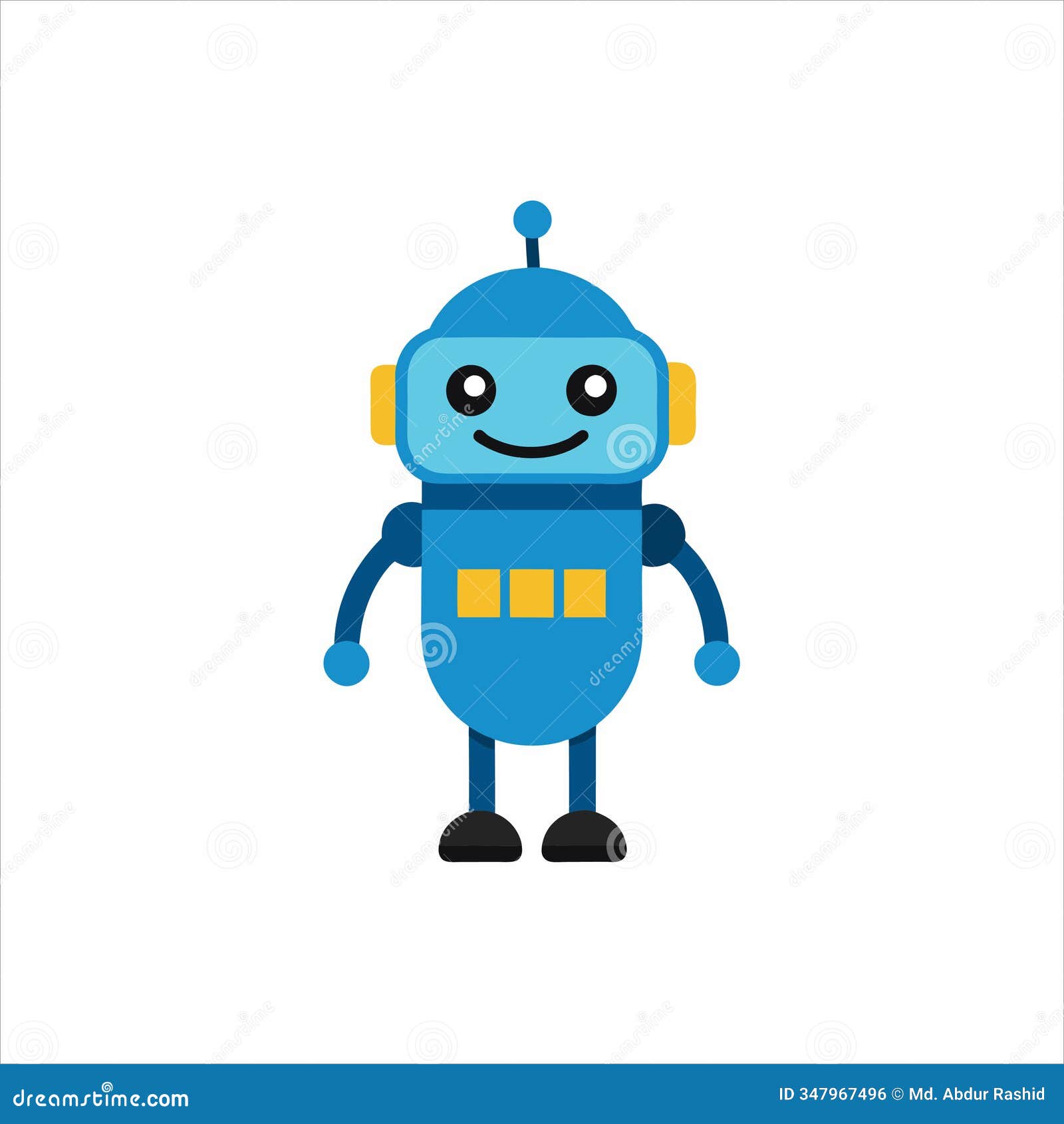Smiling Robot Cartoon Icon Design Stock Illustration - Illustration of ...