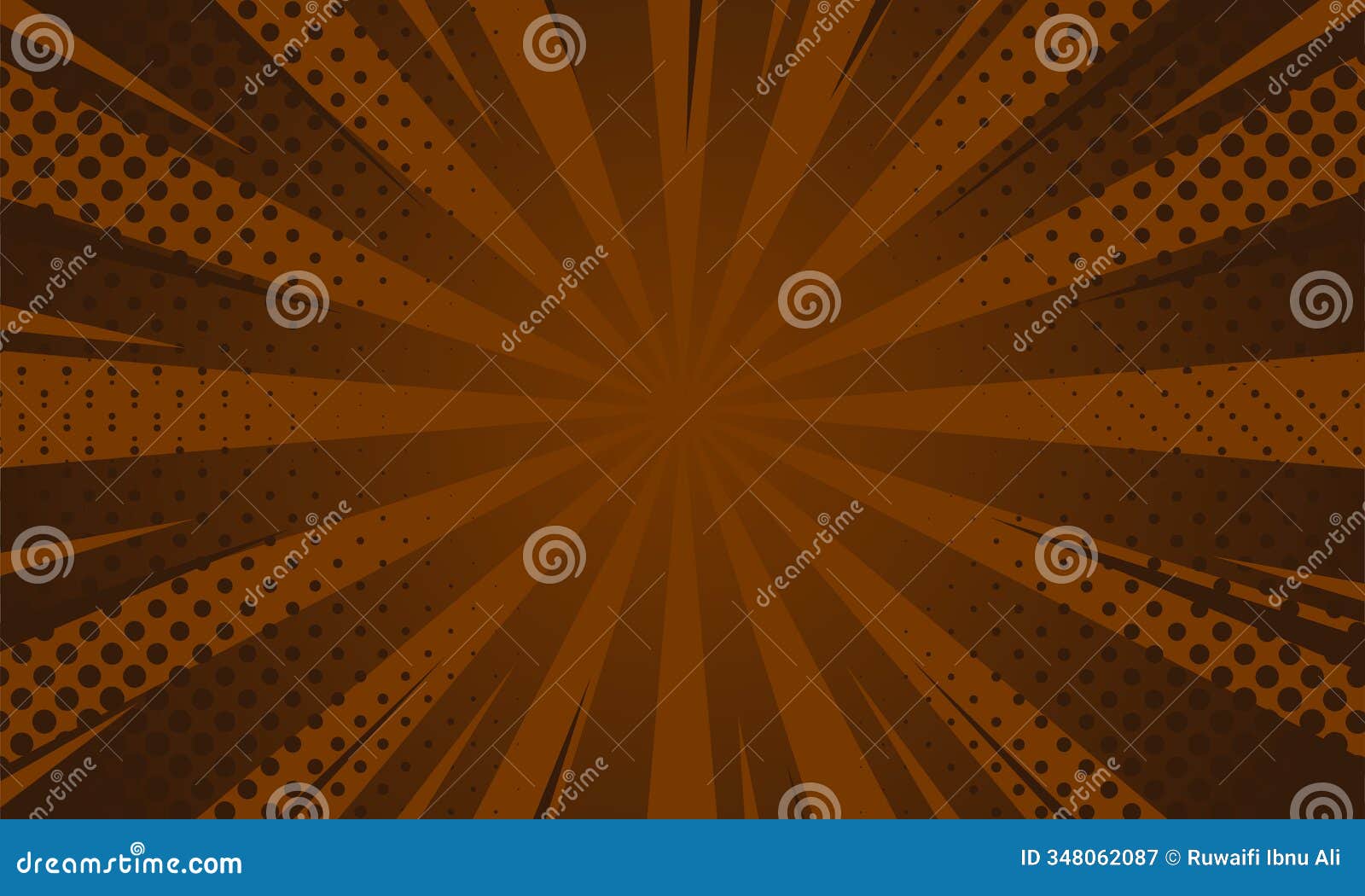 Dark Brown Comic Sunburst Effect Background with Halftone. Pop Art ...
