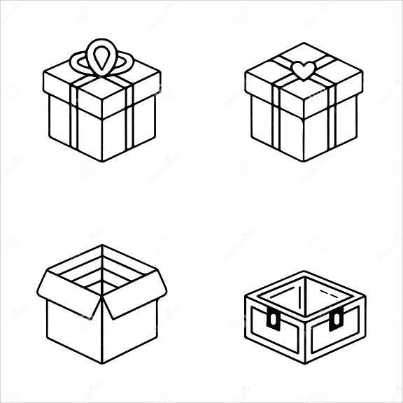 Clean Line Icon of the Box Vector Icons Stock Vector - Illustration of ...
