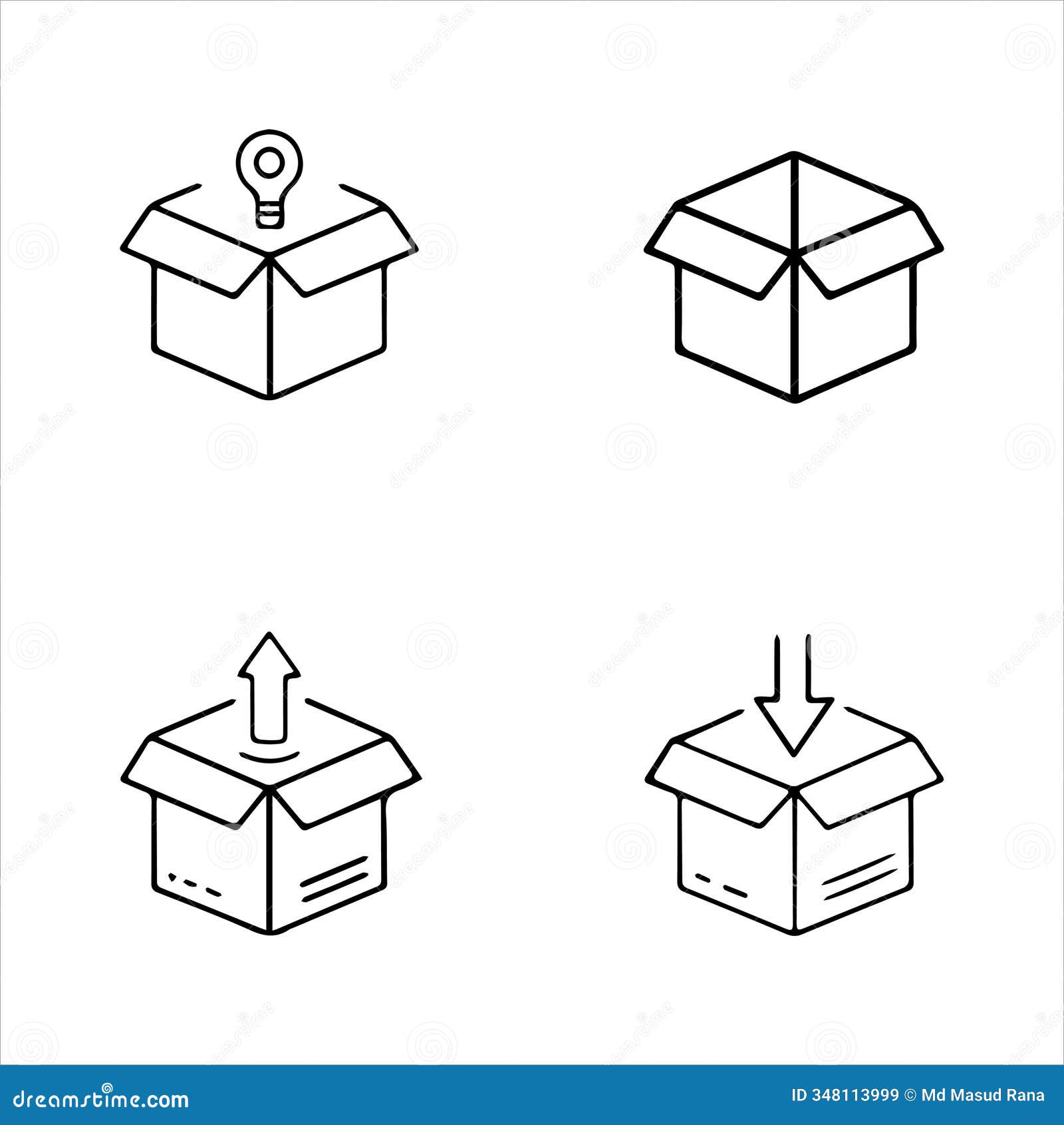 Clean Line Icon of the Box Vector Icons Stock Vector - Illustration of ...