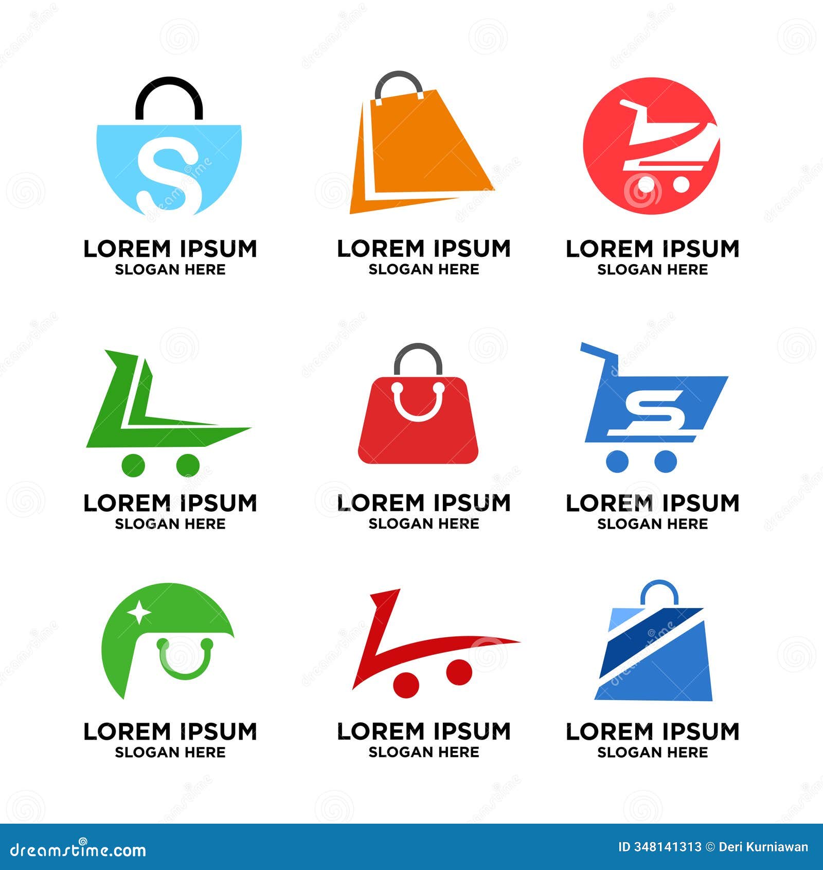 Shoping Set Logo Template Design Stock Vector - Illustration of ...