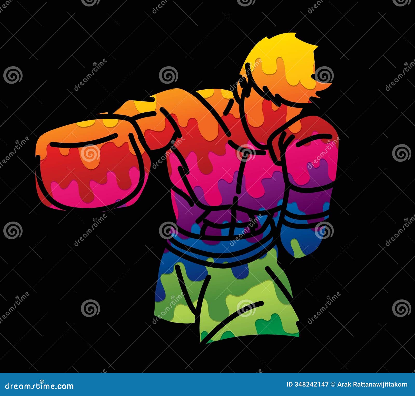 Boxer. Fighting Men. 3d Model Of Man. Body Scanning. Vector ...