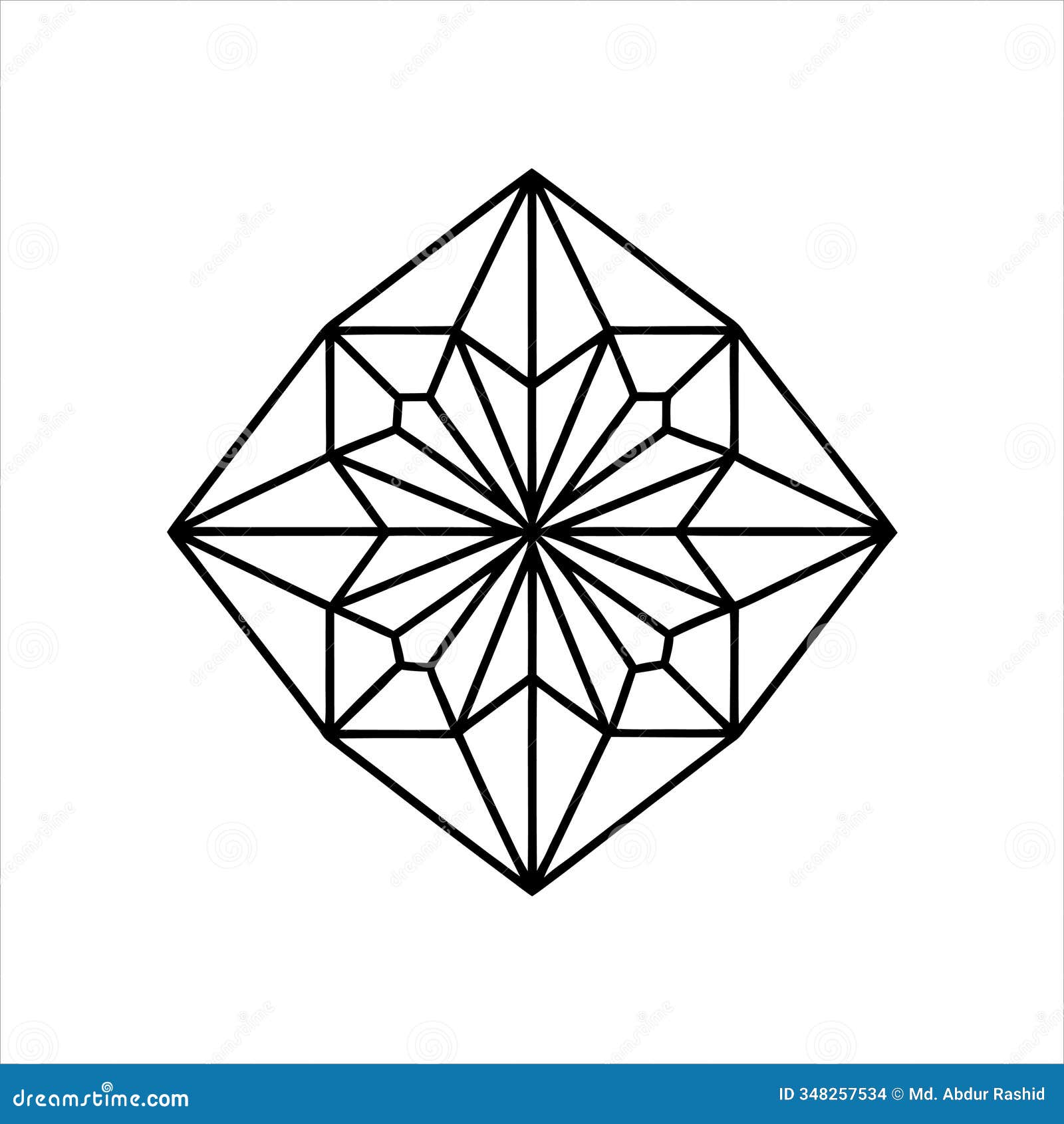 Geometric Diamond Mandala Vector Illustrations for Designers Stock ...