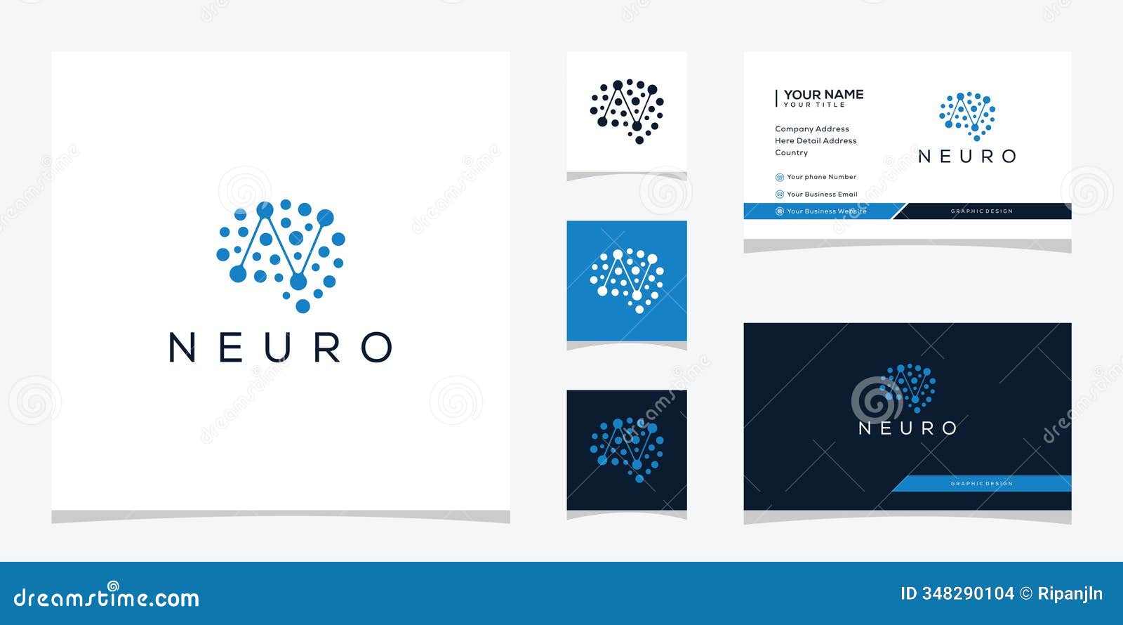 Neuro Brain Network In Head Silhouette Logo Design Cartoon Vector ...