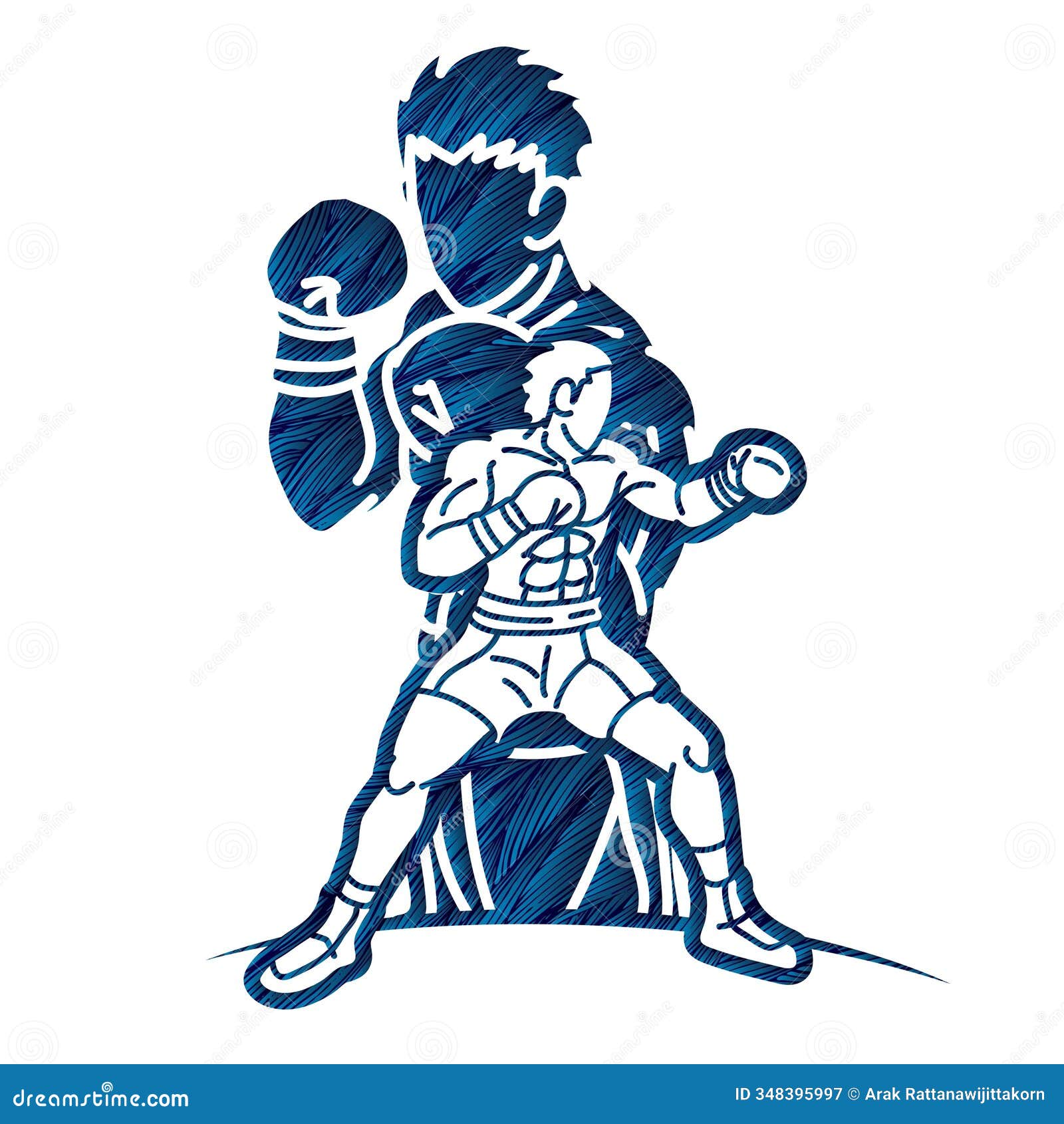 Group of Fighter Boxing Sport Boxer Fighting Battle Mix Action Cartoon ...