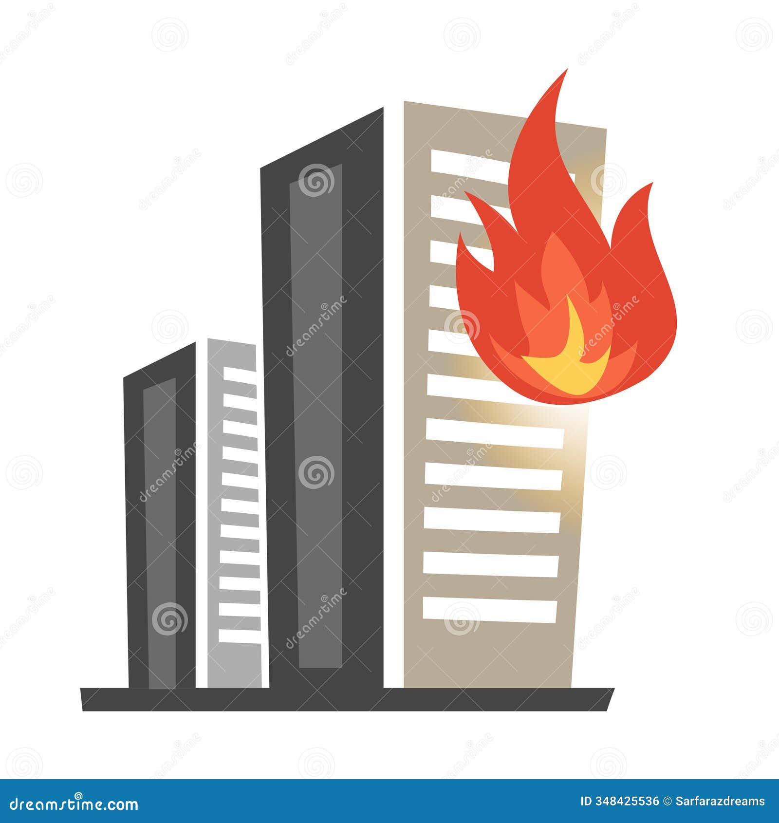 Fire Breaks Out in High-rise Buildings Stock Illustration ...
