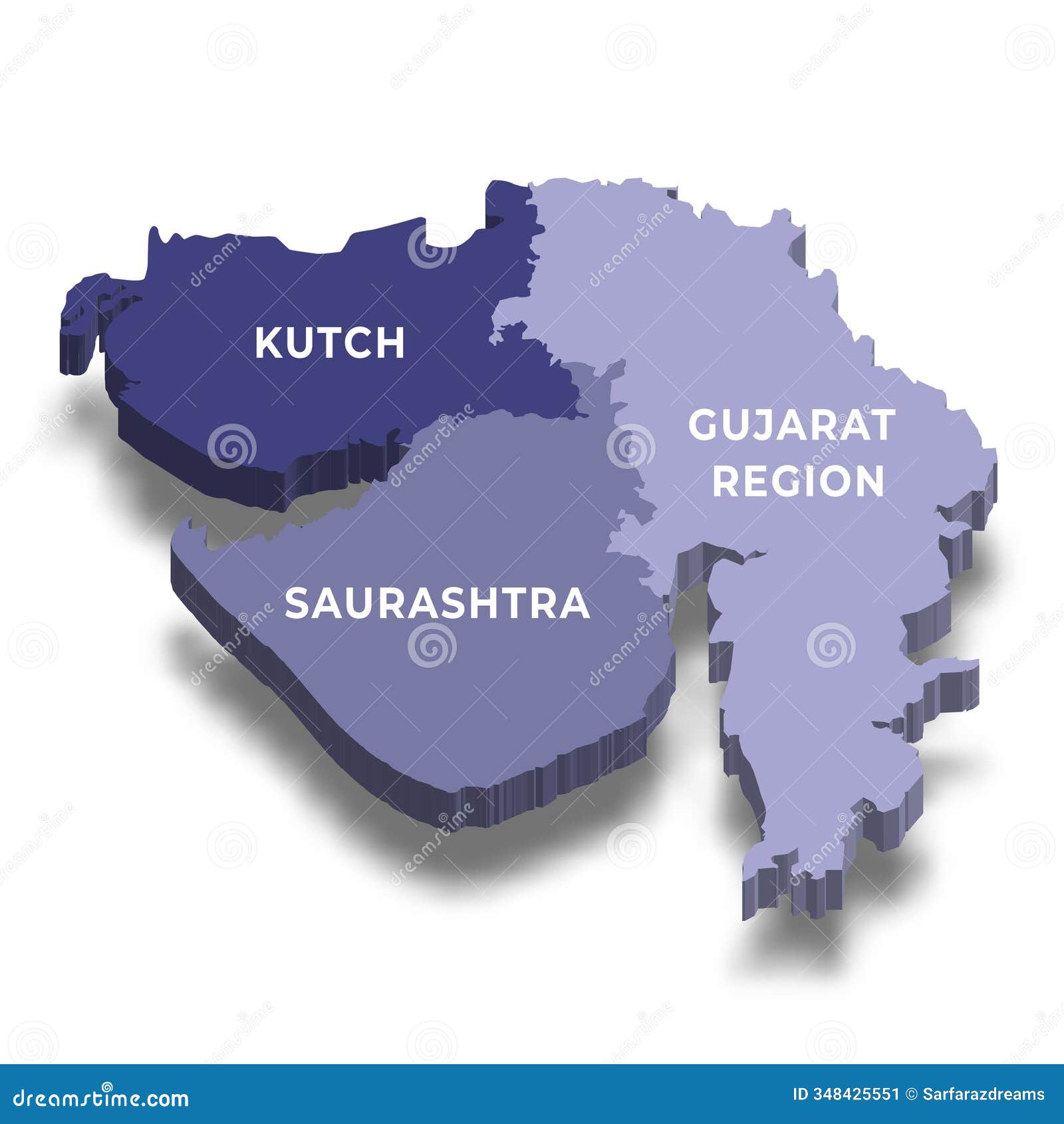 Gujarat map zone wise stock illustration. Illustration of kutch - 348425551