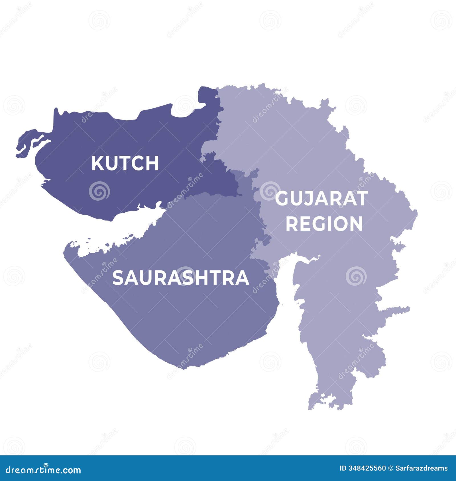 Gujarat map with zone wise stock illustration. Illustration of planet ...
