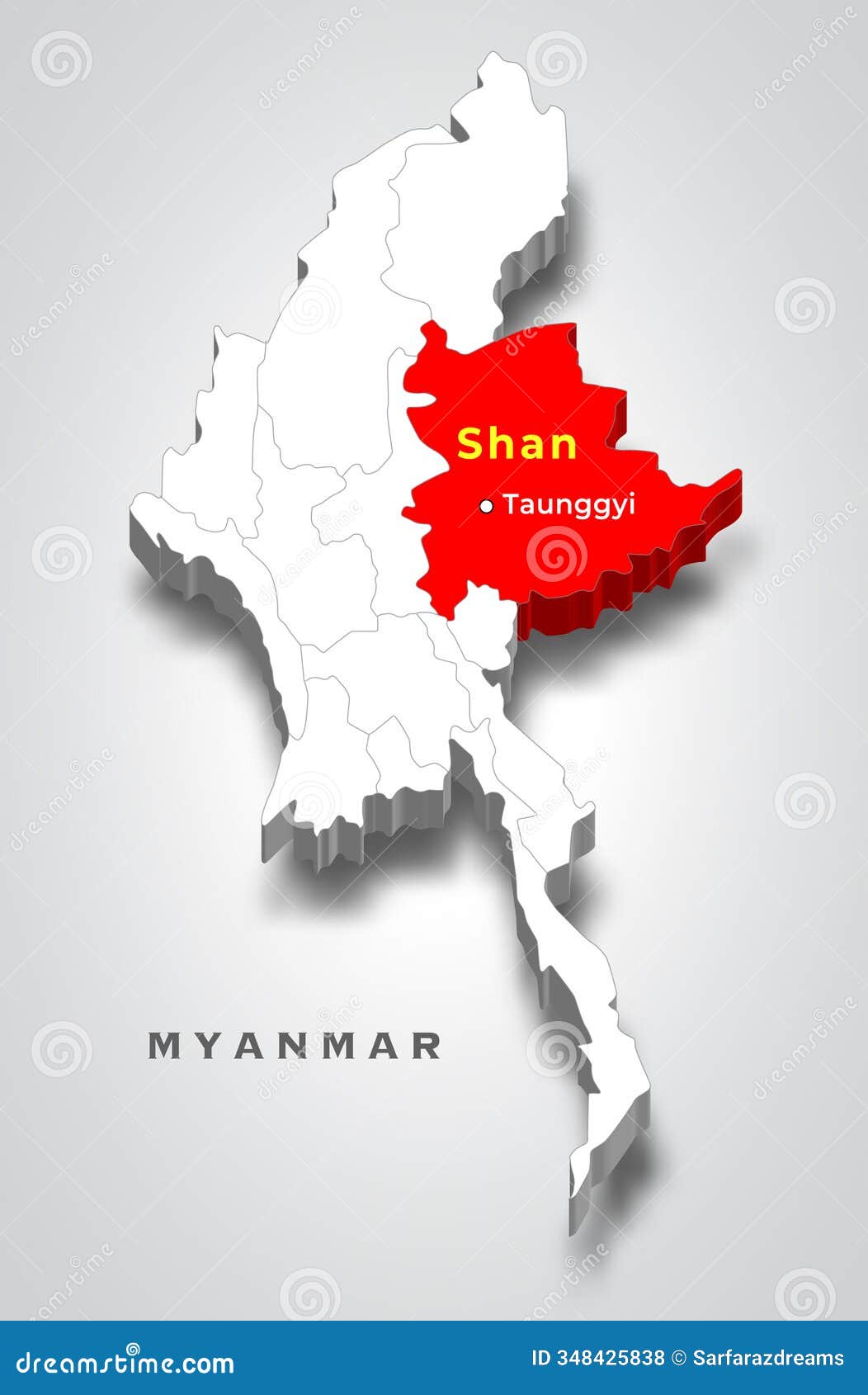 Shan State Myanmar Location on Myanmar Stock Illustration ...