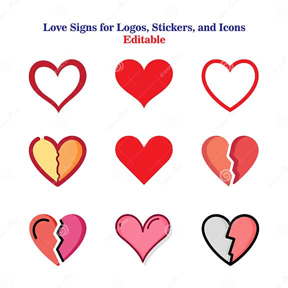 Love Signs Vector for Logos, Stickers, and Icons. Modern Grid of Nine ...