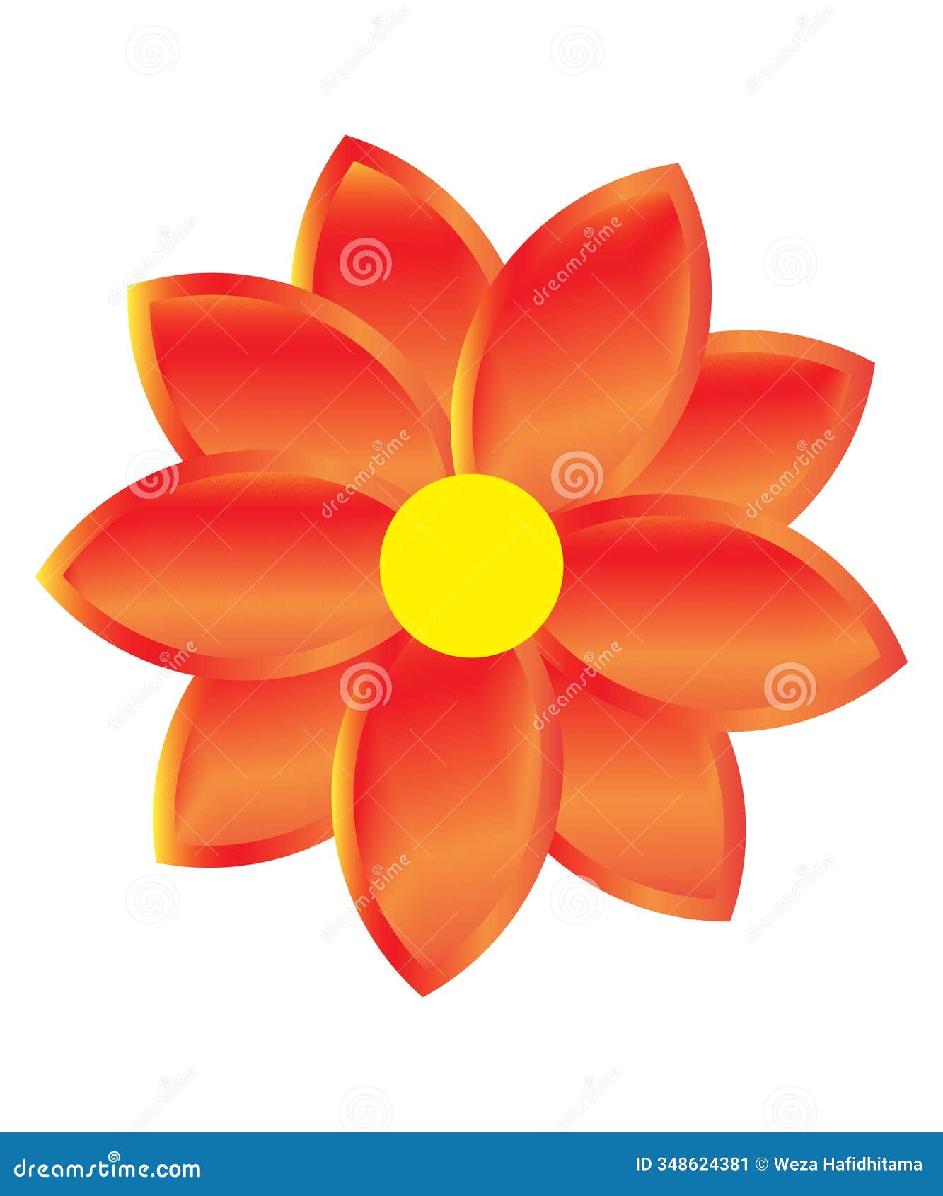 Bright Orange and Red Gradient Flower Stock Illustration - Illustration ...