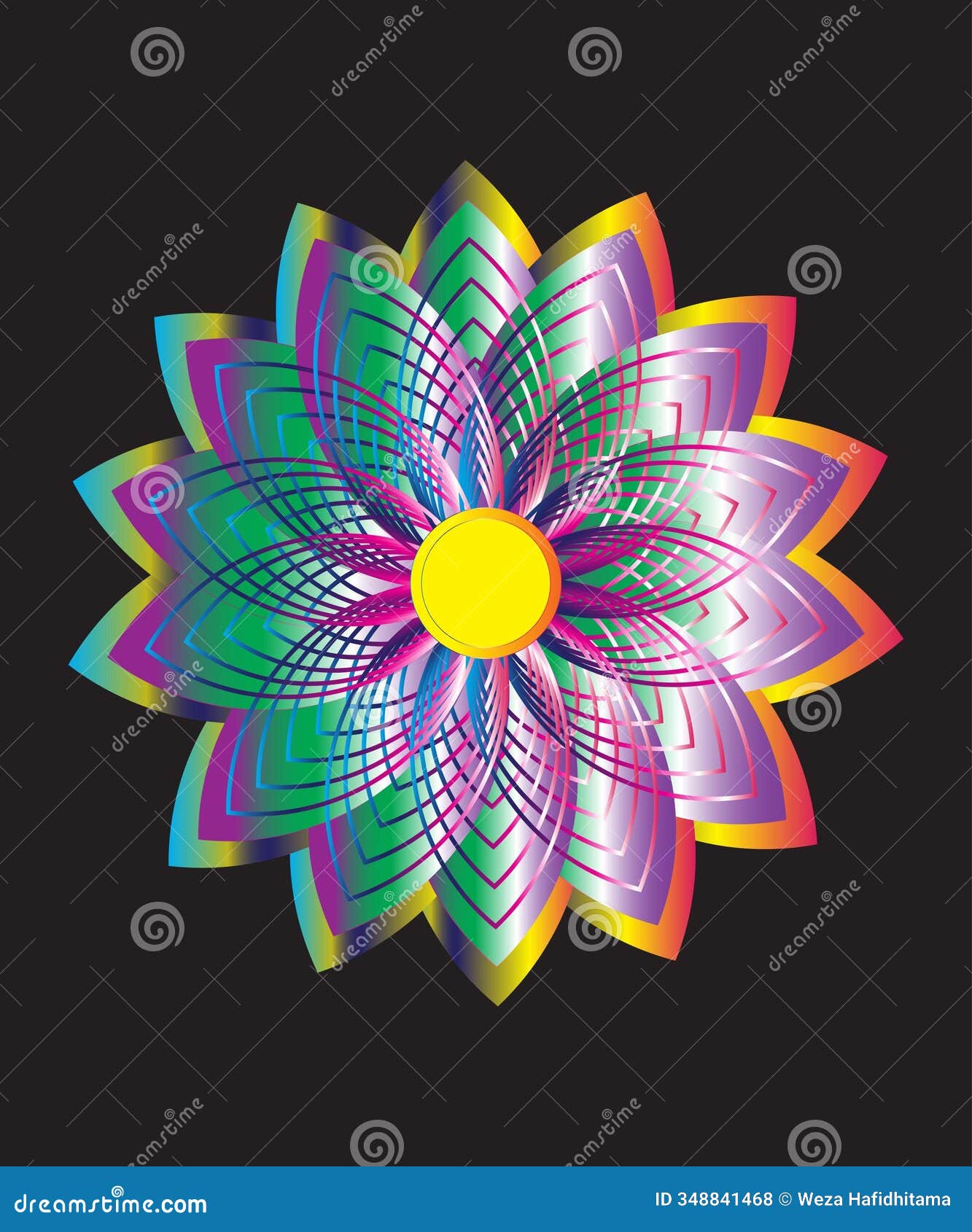 Colorful Gradient Flower Design Stock Illustration - Illustration of ...
