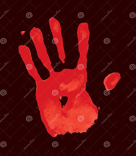 Red Blood Print of Human Palm Hand Stock Vector - Illustration of ...