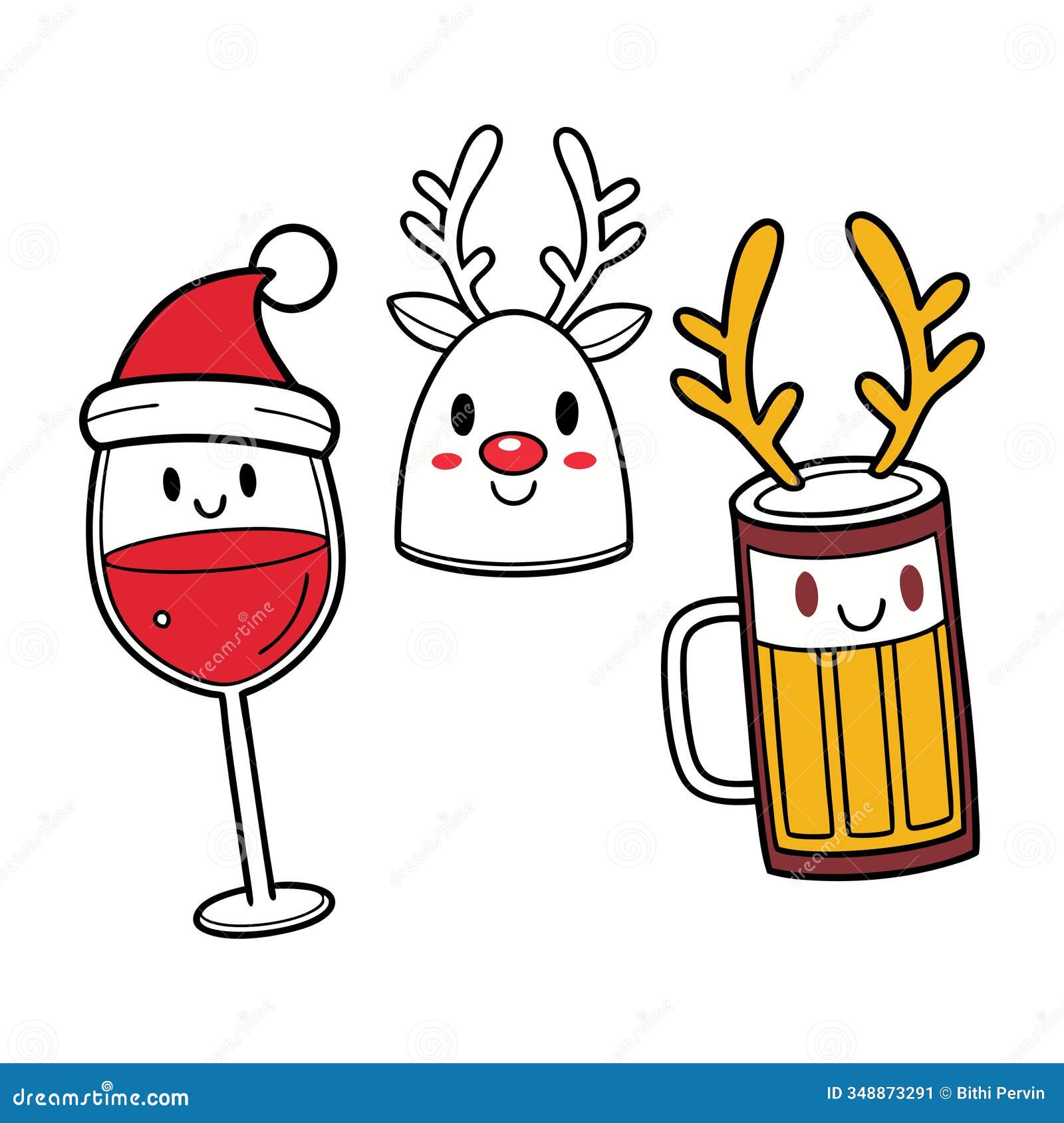 Festive Christmas Drink Icons Stock Vector - Illustration of isolated ...