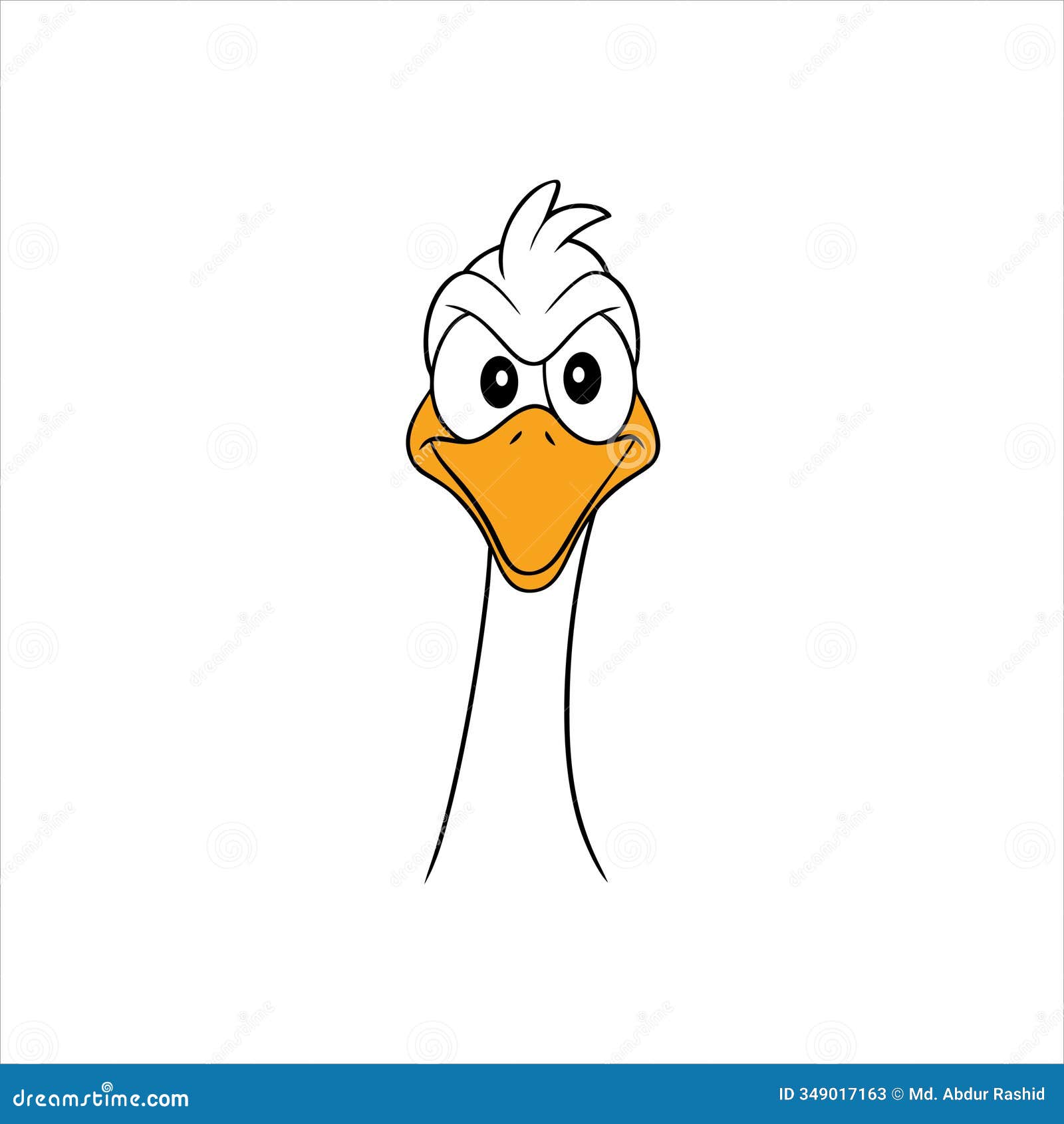 Goose Head Cartoon Vector Illustration Isolated On White. Flat Style ...