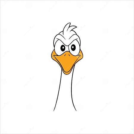 Grumpy Goose Head Cartoon Vector Illustration for Logos and Icons Stock ...