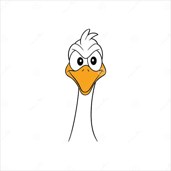 Grumpy Goose Head Cartoon Vector Illustration for Logos and Icons Stock ...