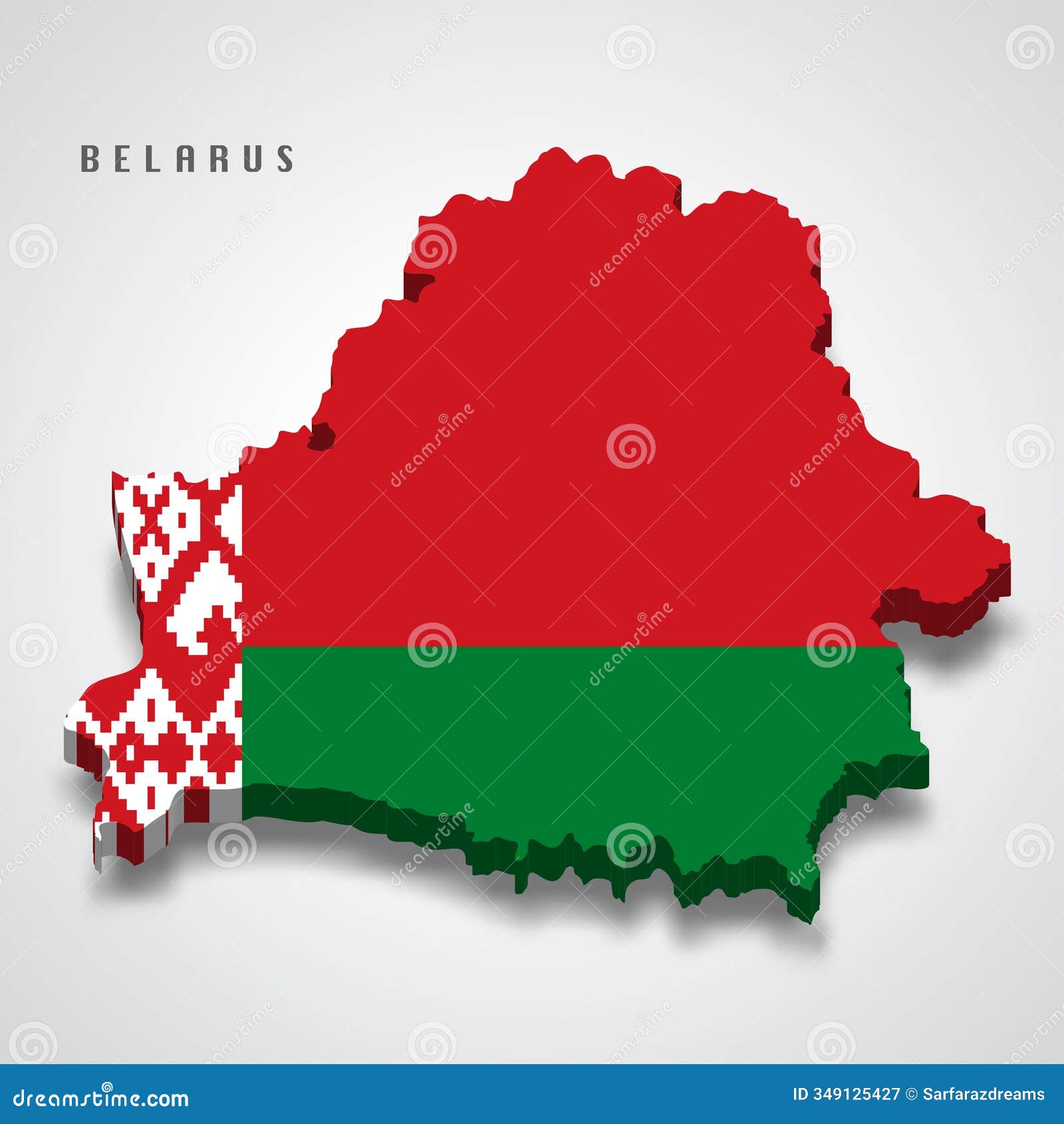 Belarus 3d Map with National Flag on Grey Background Stock Illustration ...
