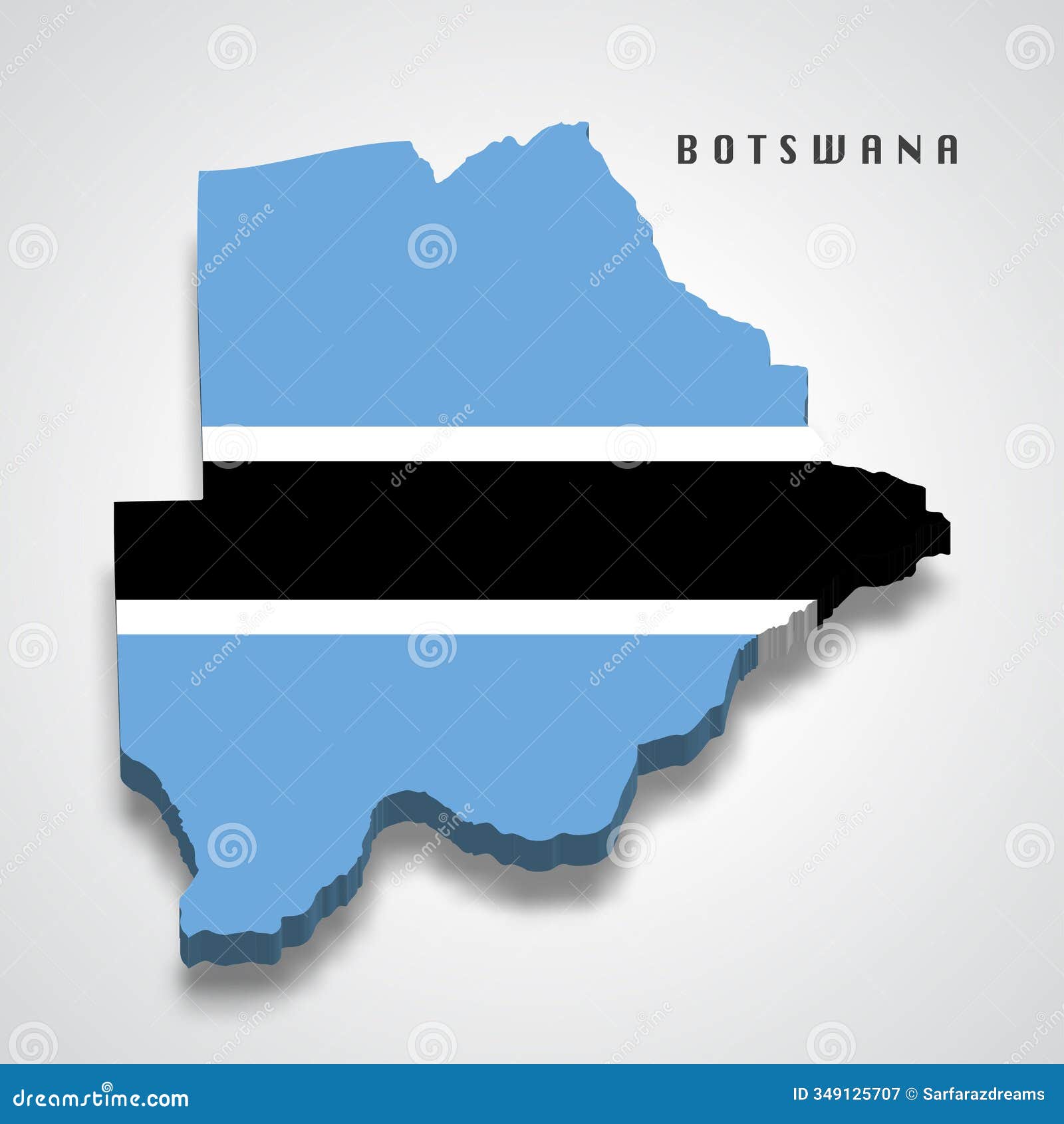 Botswana 3d Map with National Flag on Grey Background Stock ...
