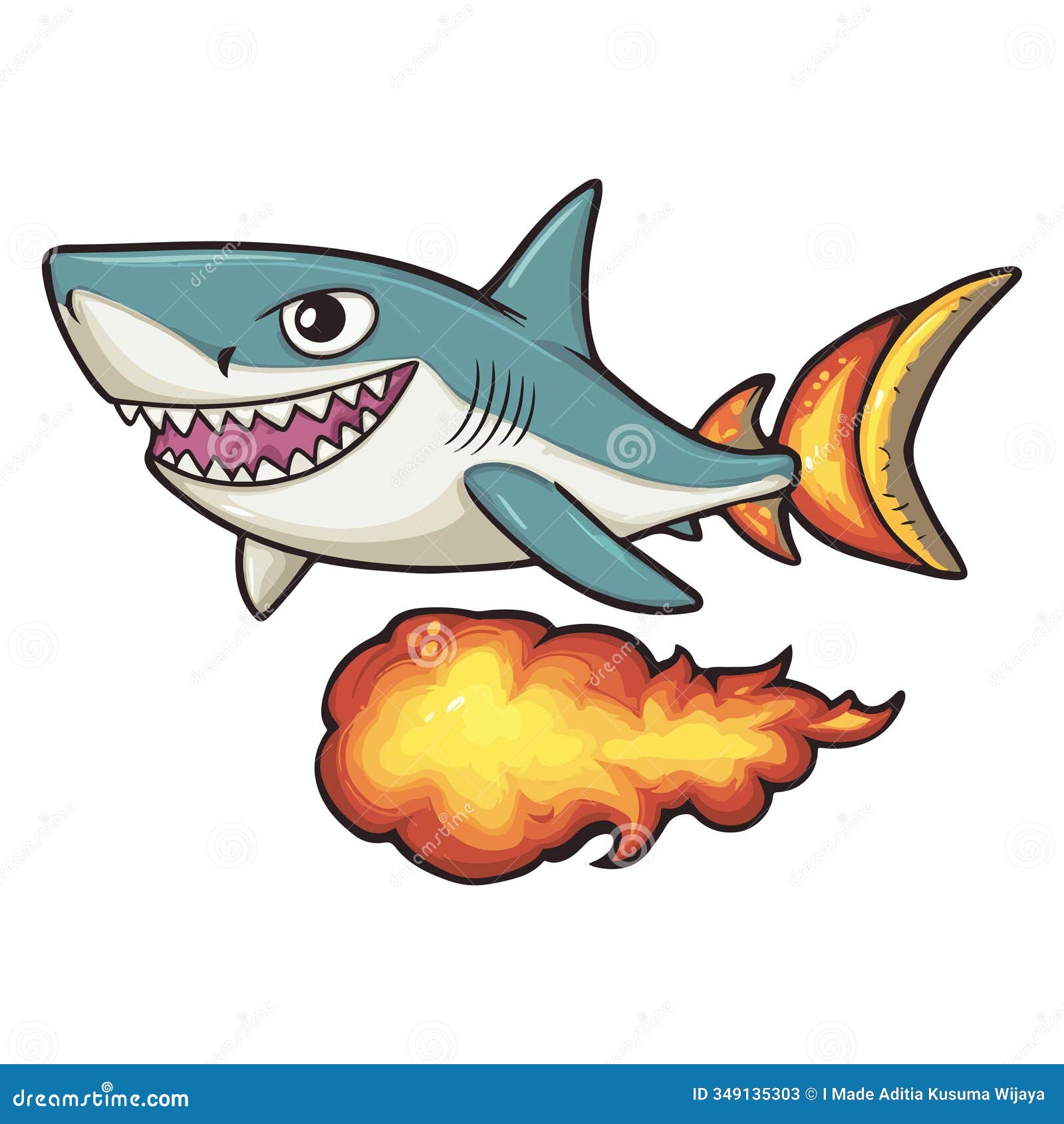 Shark Rocket Vector Illustration Stock Vector - Illustration of sketch ...