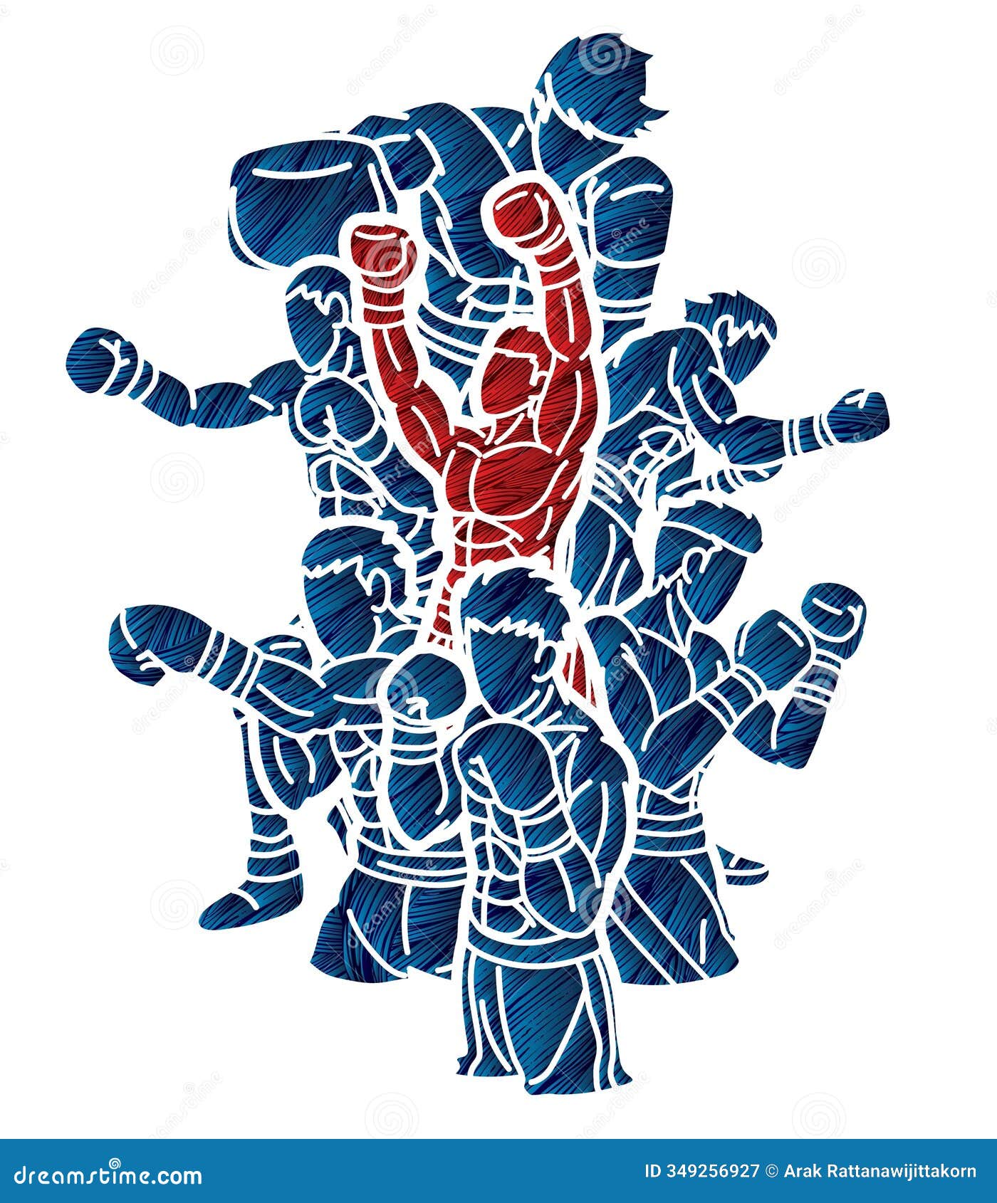 Group of Fighter Boxing Sport Boxer Fighting Battle Mix Action Cartoon ...