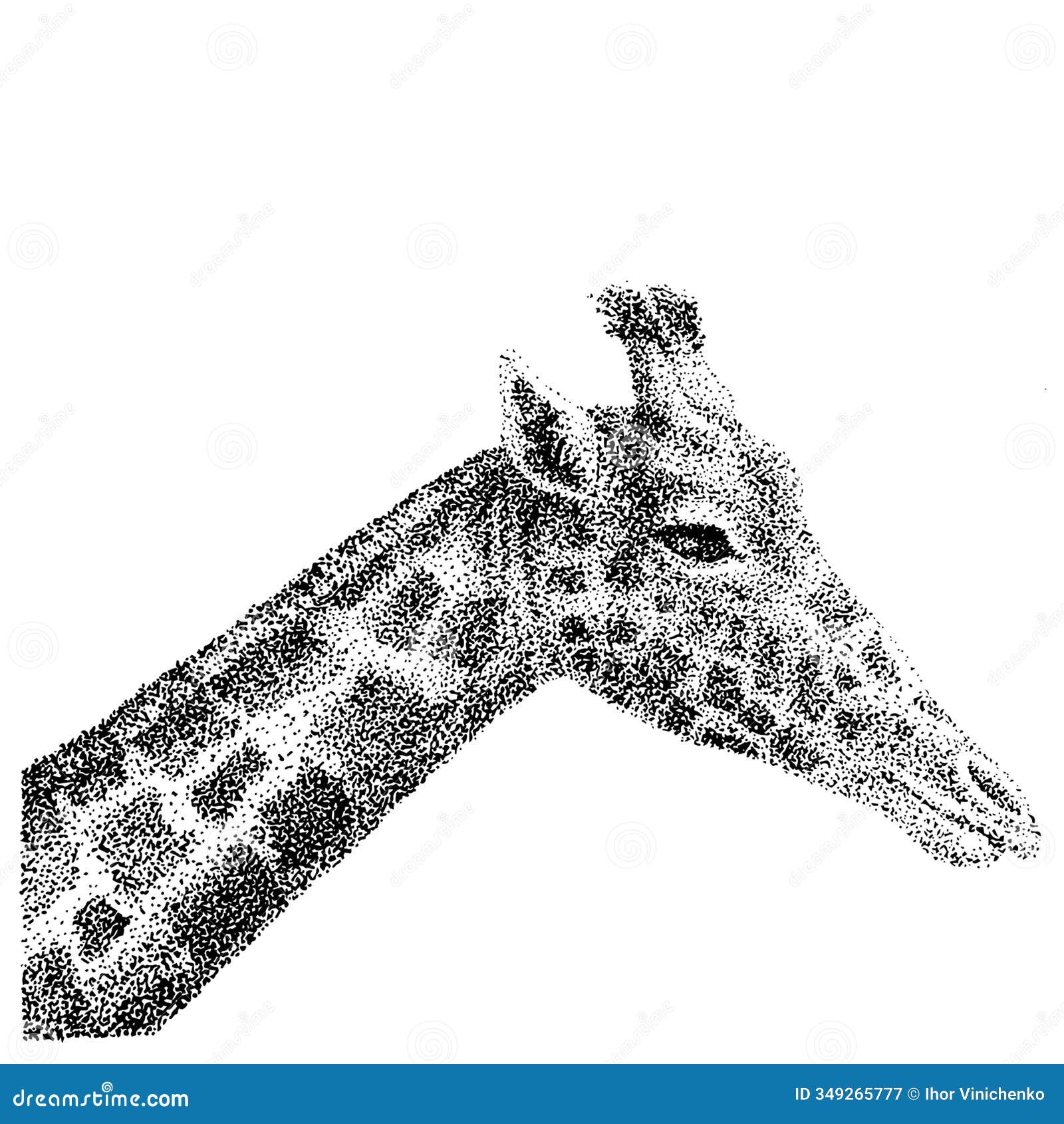 Giraffe Head. Drawing with Black Dots Using Pointelism Technique Stock ...