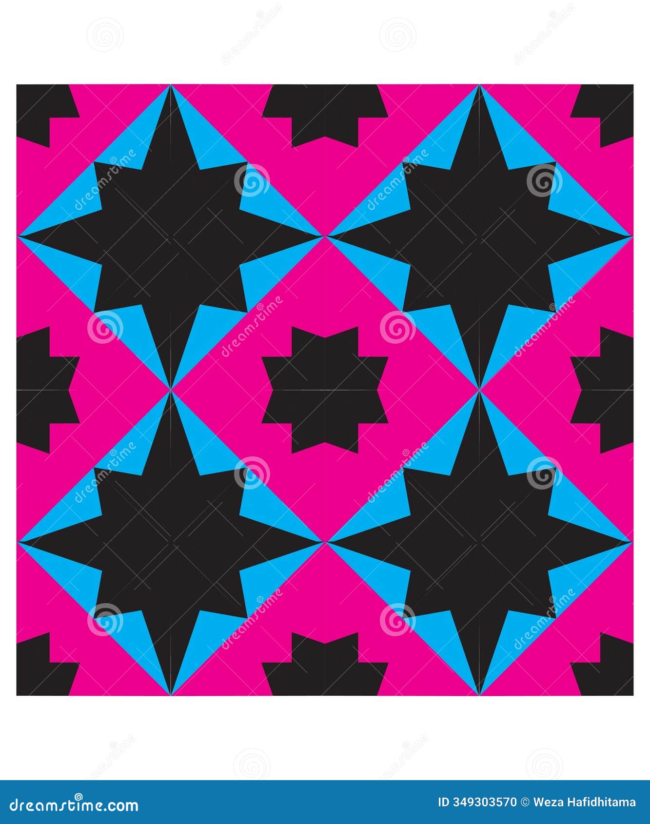 Black and Pink Geometric Star Tile Stock Illustration - Illustration of ...