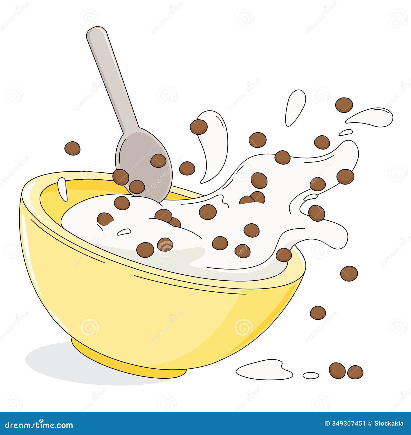 Bowl of Chocolate Breakfast Cereal and Milk Spilling on the Table ...