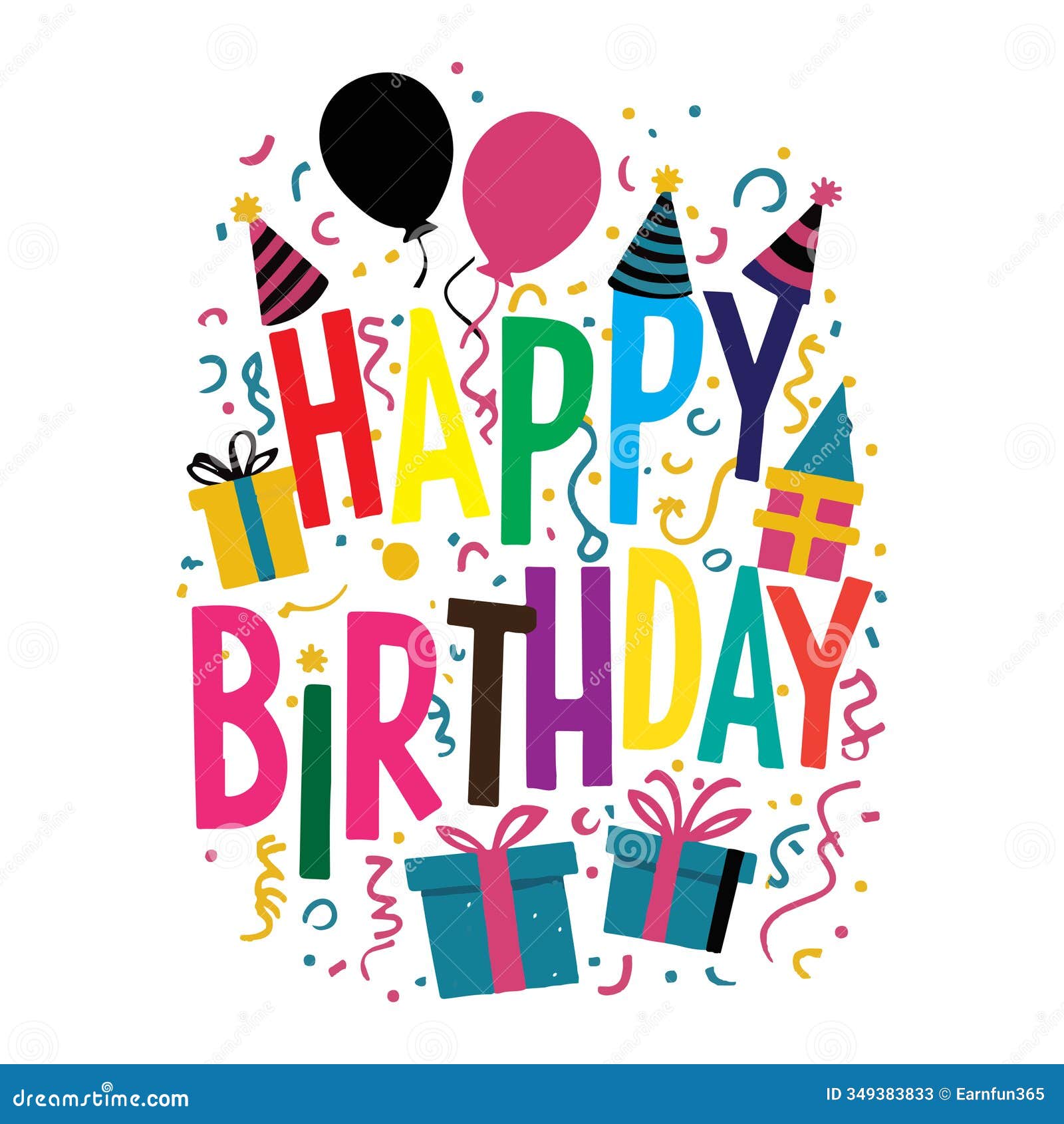 A Typography Image Featuring the Text HAPPY BIRTHDAY in a Beautiful ...
